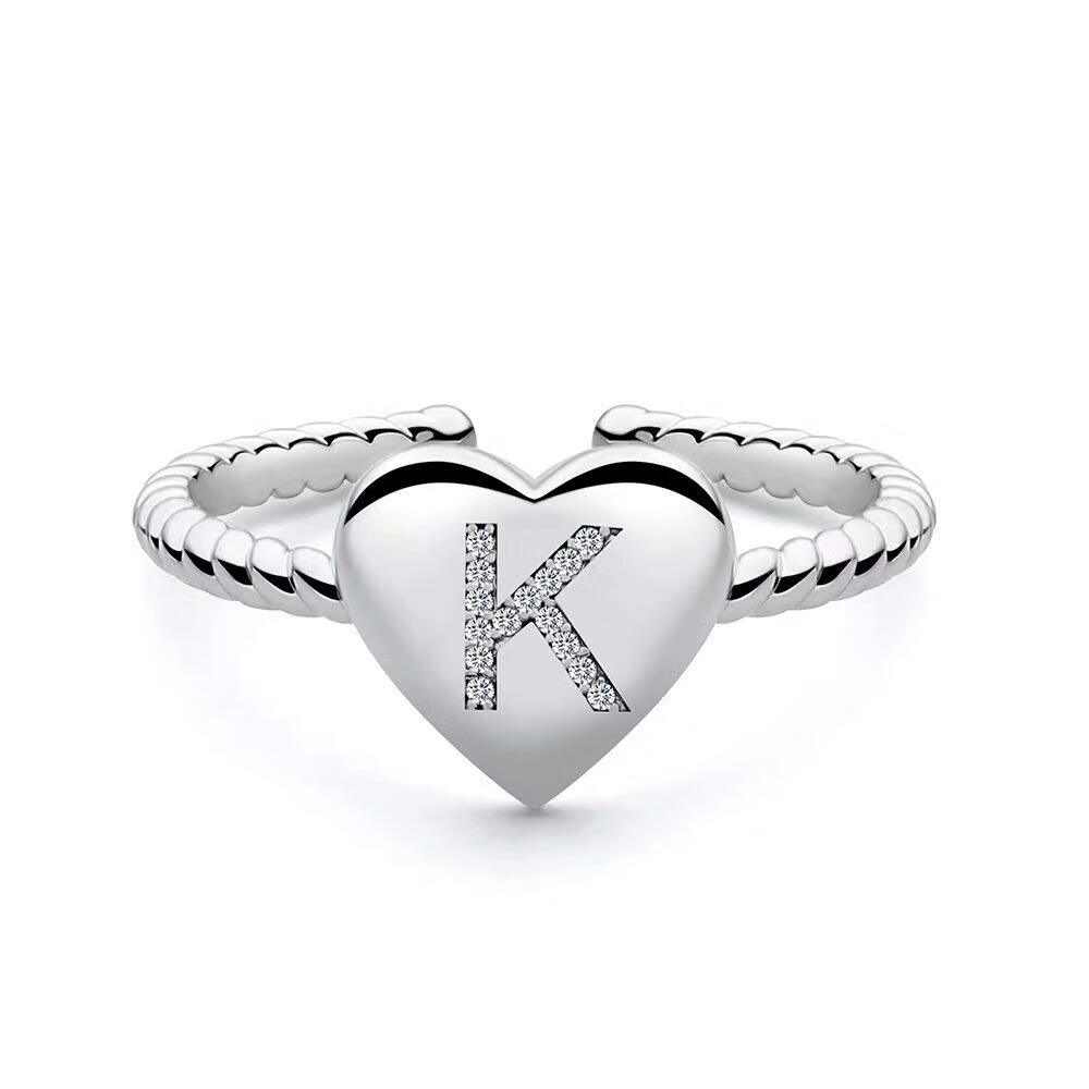 AUNOOL Stackable Initial Rings for Women Heart Capital Letter Initial ...