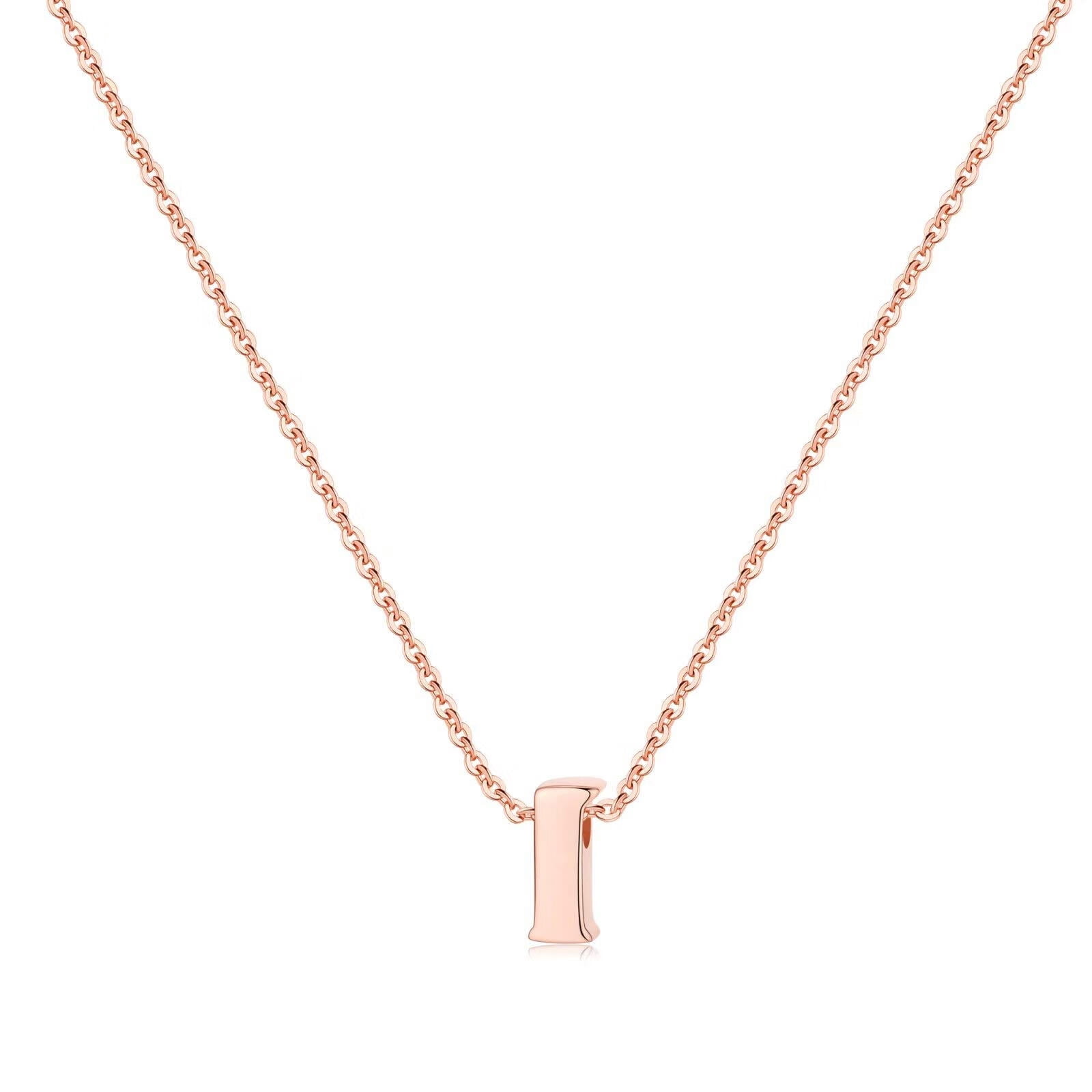 AUNOOL Tiny Initial Necklace for Women 14K Rose Gold Plated Initial ...