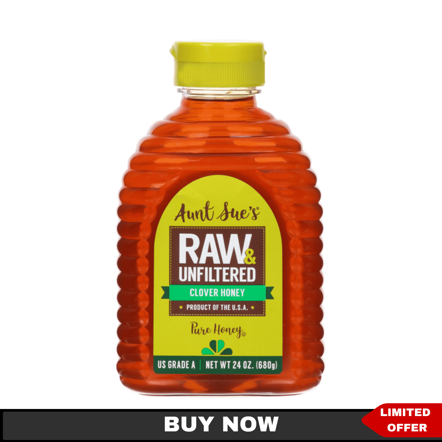 AUNT SUE'S Raw Unfiltered Clover Honey – 24 oz Natural Sweetener ...