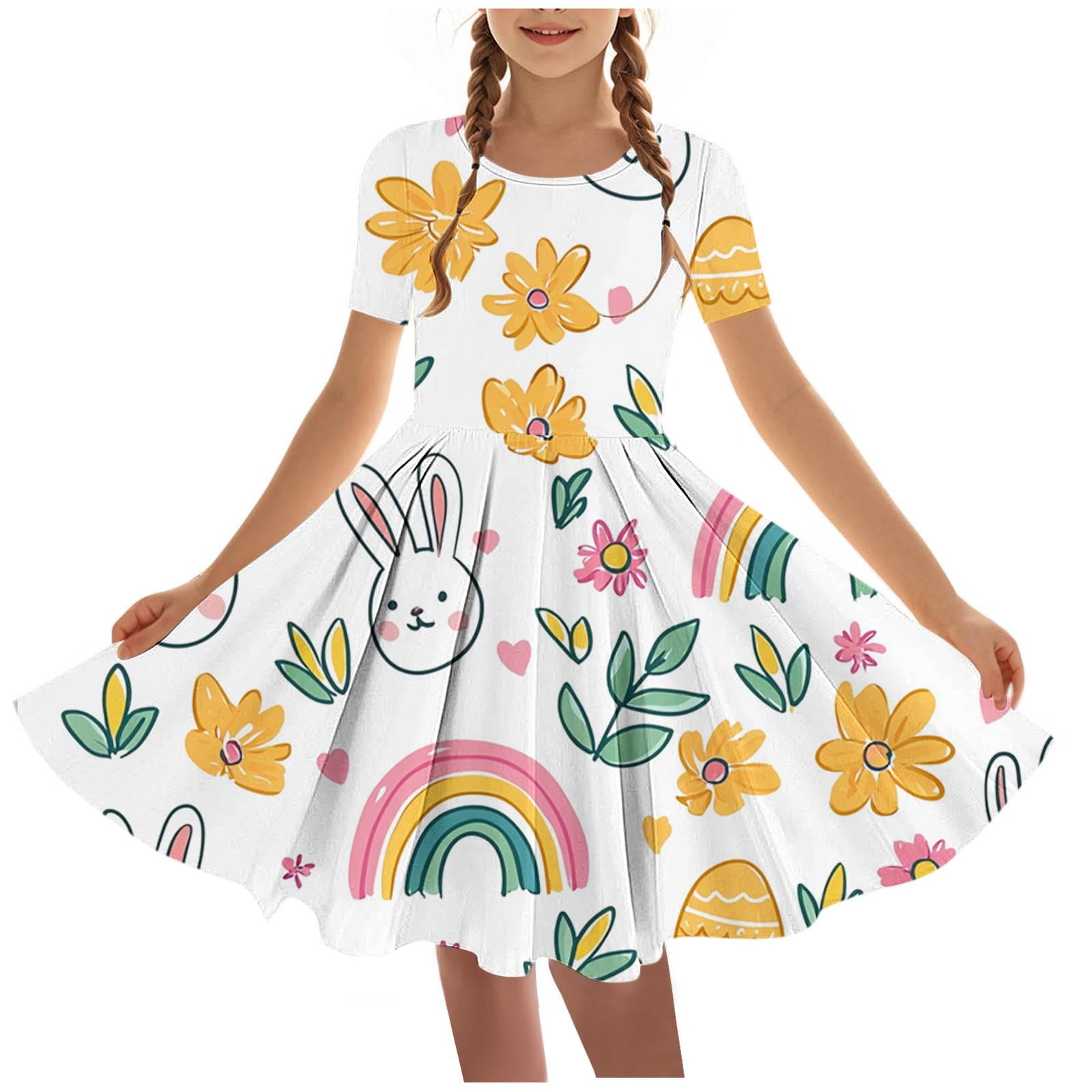 AUNVITO 2025 Easter Children Clothing Girls Middle-aged Children Short ...