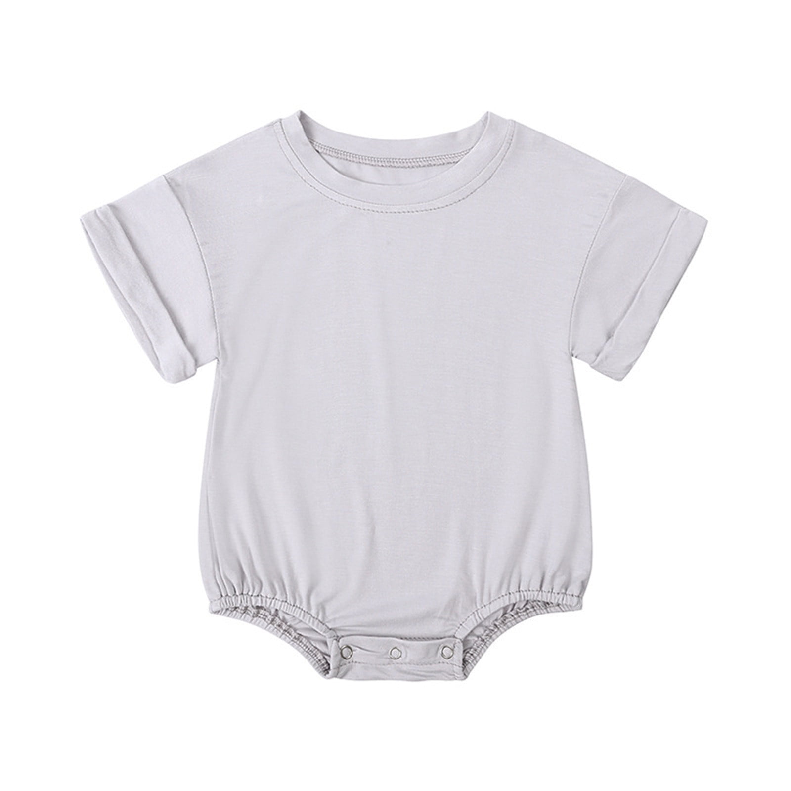 AUNVITO Baby Bamboo Fiber Bodysuit Short Sleeve Round Neck Summer ...