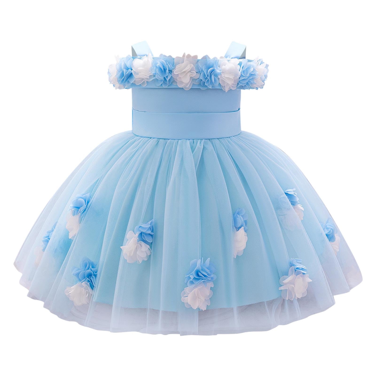 AUNVITO Baby Sleeveless Princess Dress Strappy 3D Tulle Party Gown ...