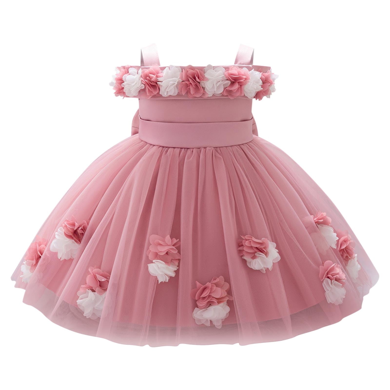 AUNVITO Baby Sleeveless Princess Dress Strappy 3D Tulle Party Gown ...