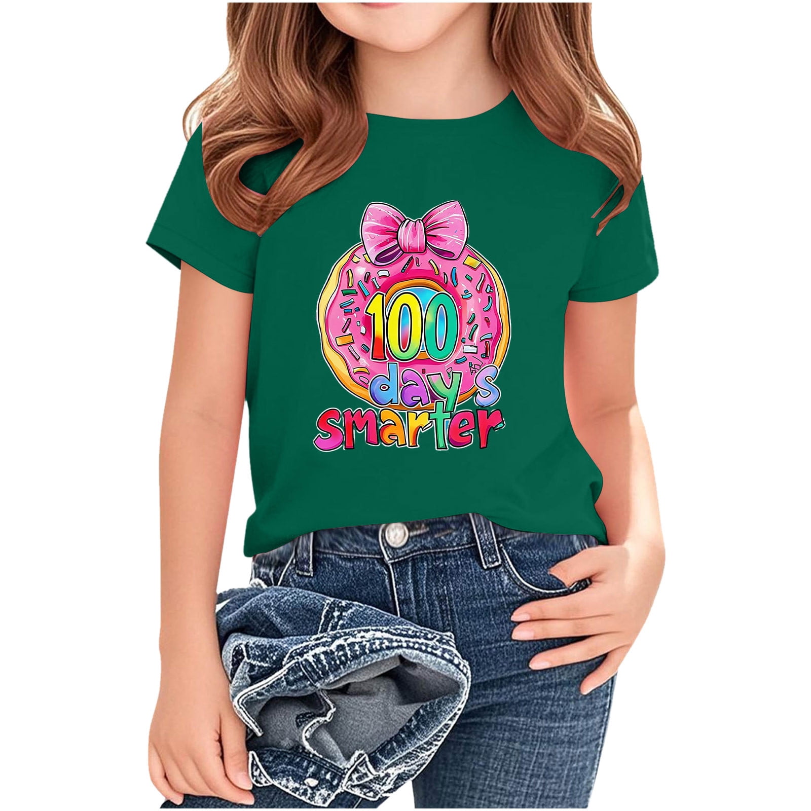 AUNVITO Boys&Girls Donut Print Short Sleeve Round Neck T-Shirt Casual ...