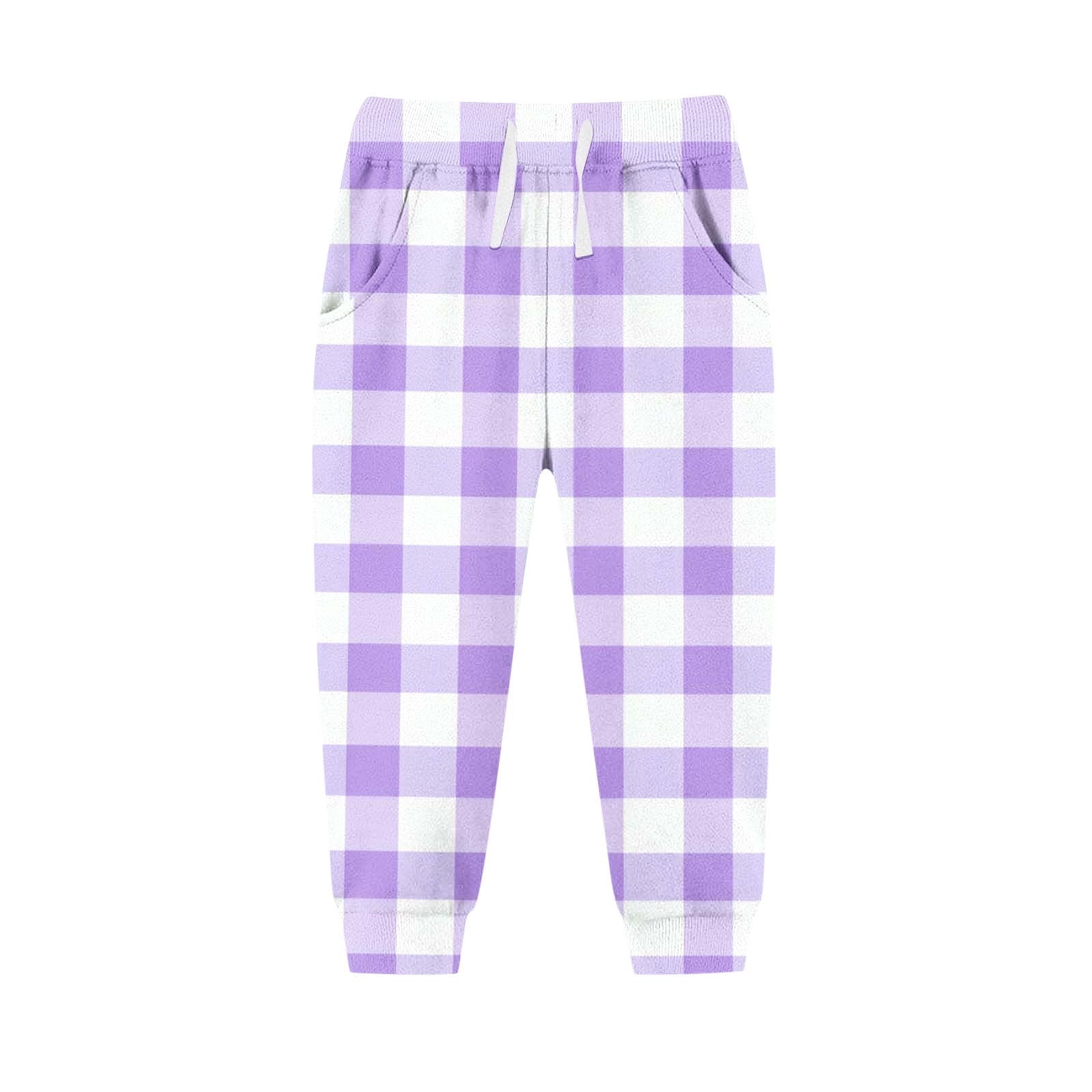 AUNVITO Boys & Girls Sweatpants Joggers Christmas Plaid Print Elastic ...