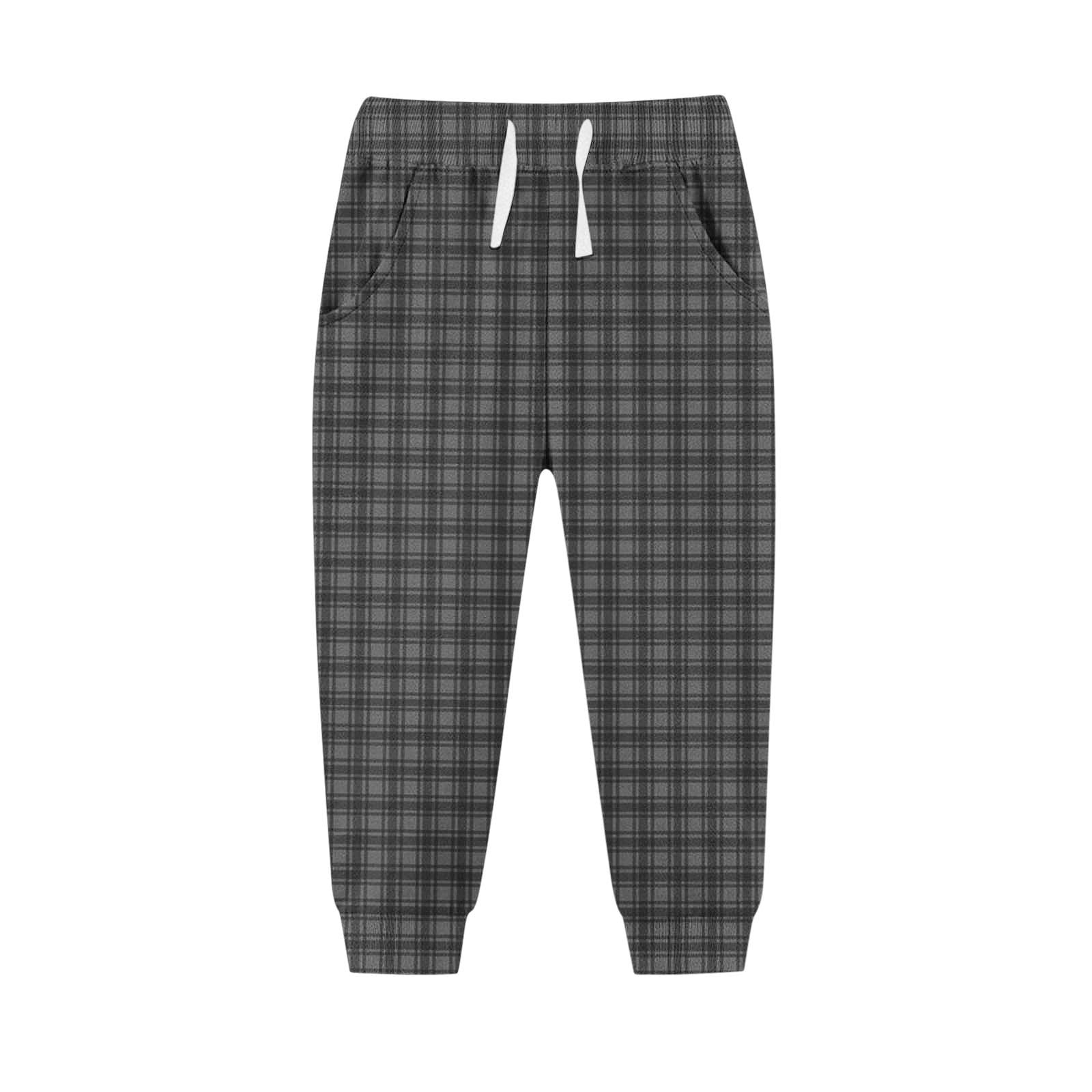 AUNVITO Boys & Girls Sweatpants Joggers Christmas Plaid Print Elastic ...