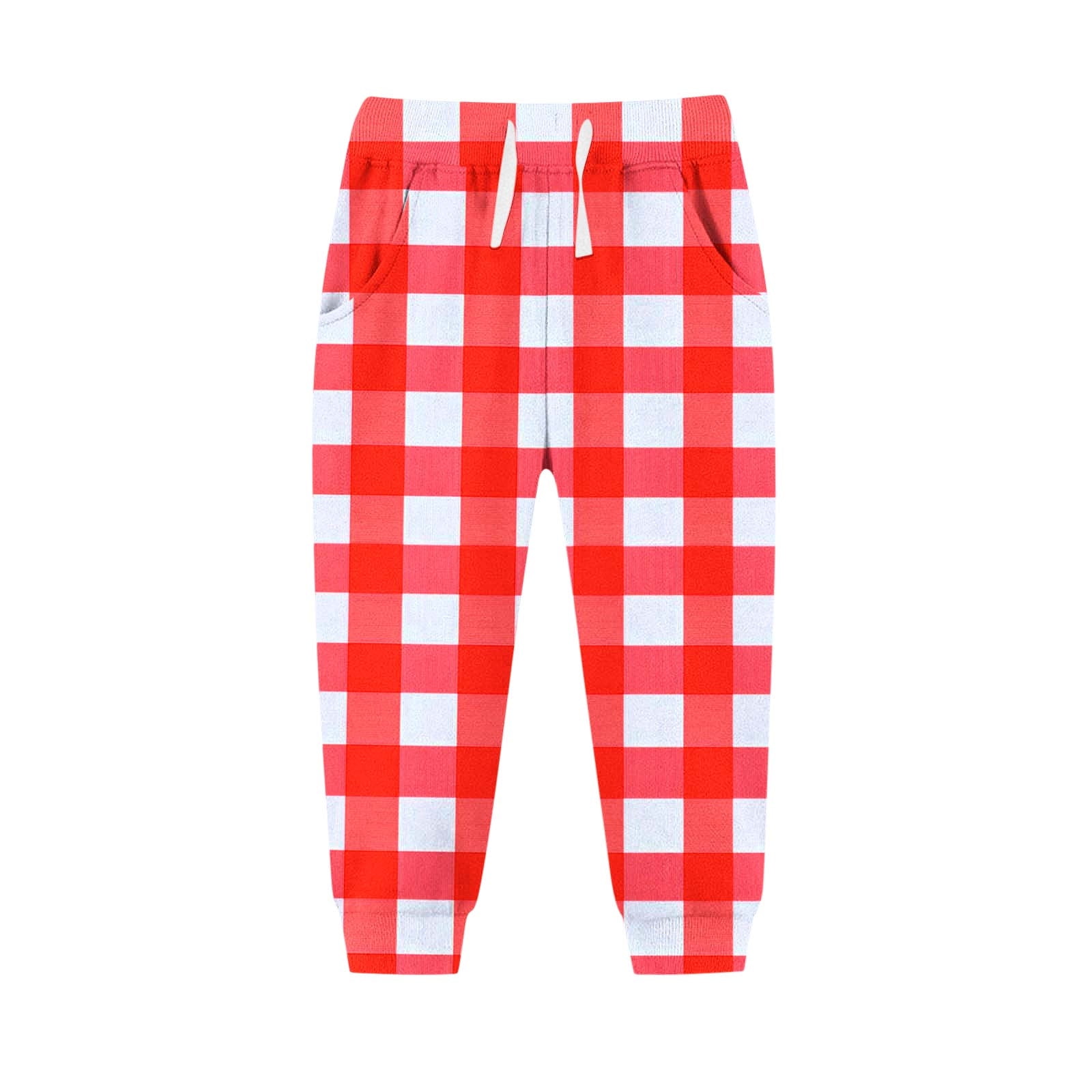 AUNVITO Boys & Girls Sweatpants Joggers Christmas Plaid Print Elastic ...