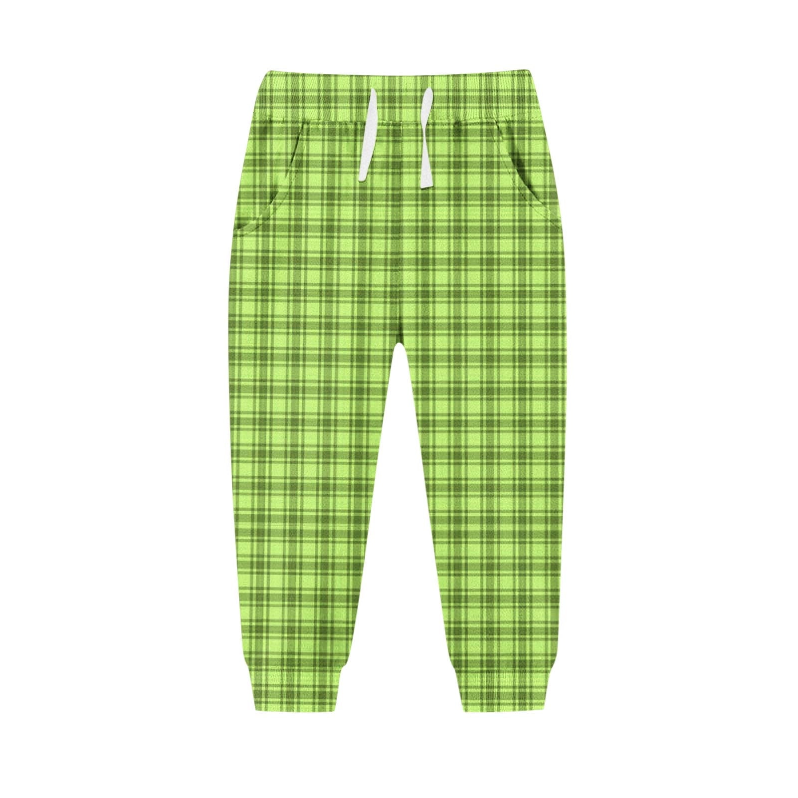 AUNVITO Boys & Girls Sweatpants Joggers Christmas Plaid Print Elastic ...