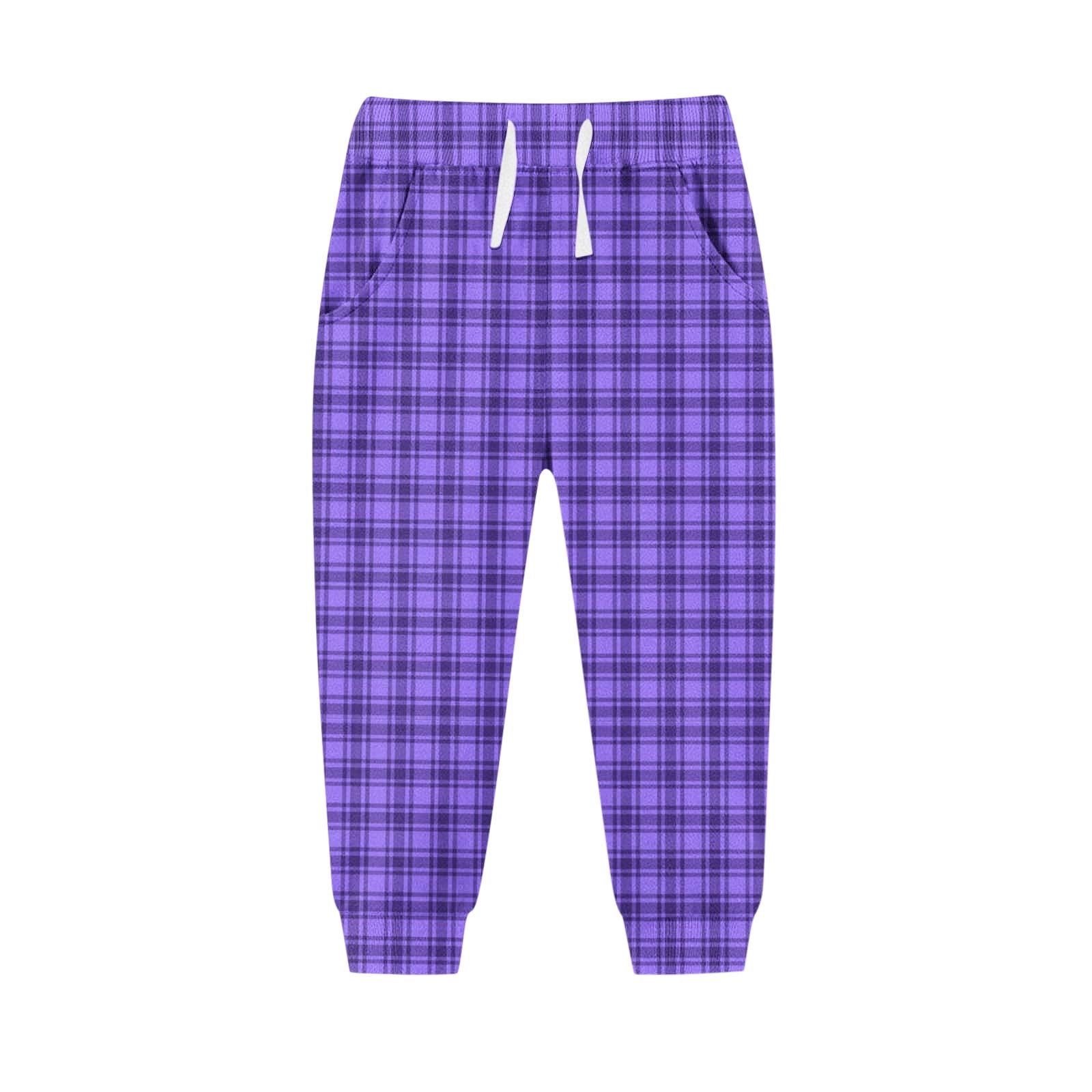 AUNVITO Boys & Girls Sweatpants Joggers Christmas Plaid Print Elastic ...
