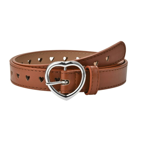 Children's And Girls' Peach Heart Buckle Fashion Belt With Hole Hollow ...