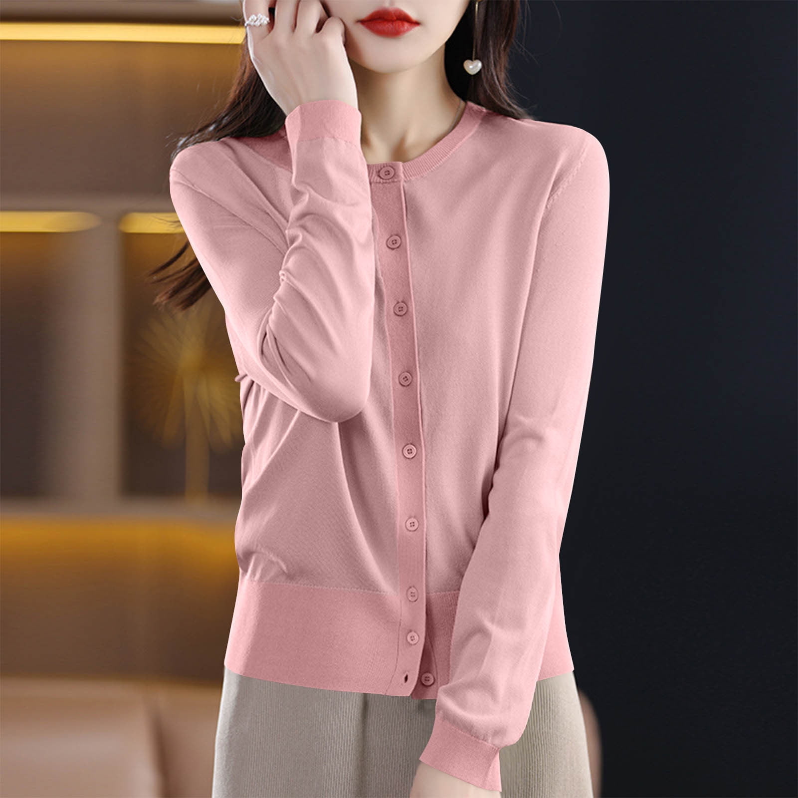 AUNVITO Comfortable Loose Fit Long Sleeves Cardigan for Women Casual ...