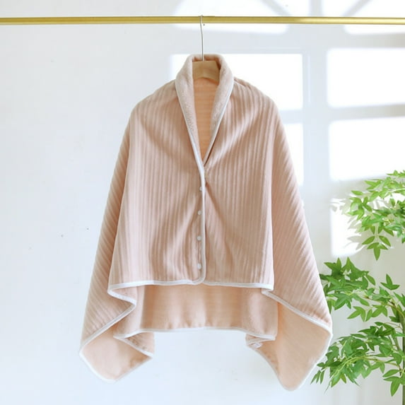 AUNVITO Cozy Thickened Flannel Shawl Blanket Cloak Wrap for Women Soft ...