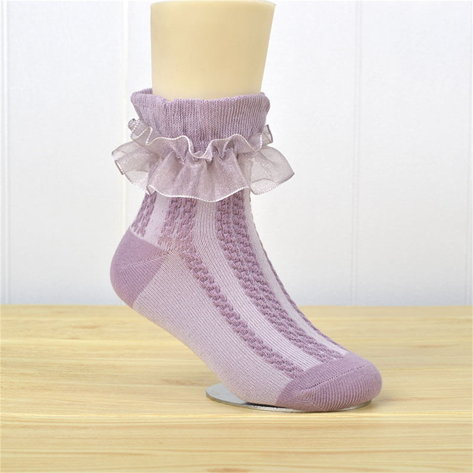 AUNVITO Fashion 3PC Children's Lace Lace Girls' Socks Cotton Mesh ...