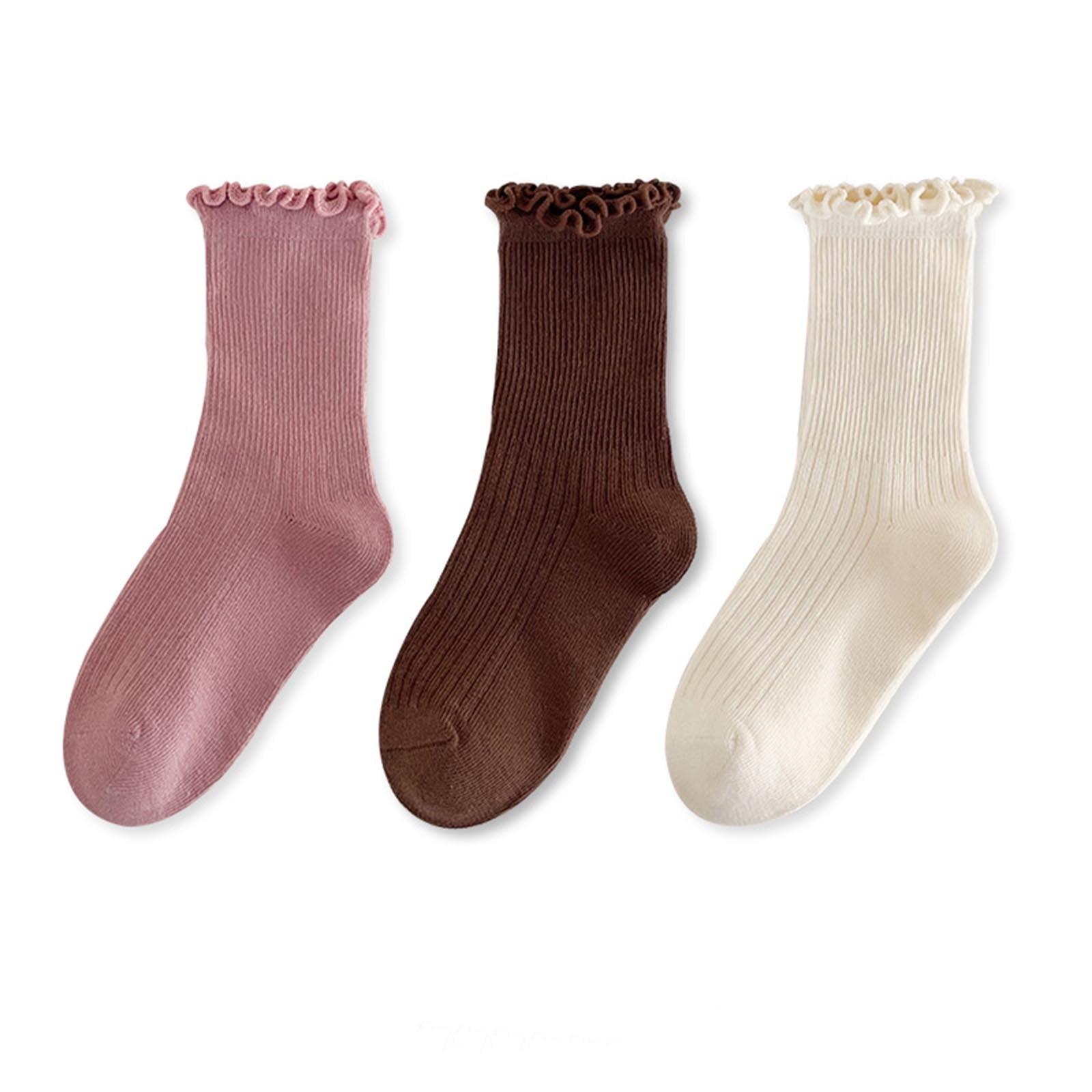 AUNVITO Fashion Girl's 3PC Stacked Socks Cotton Mid Tube Socks Baby ...