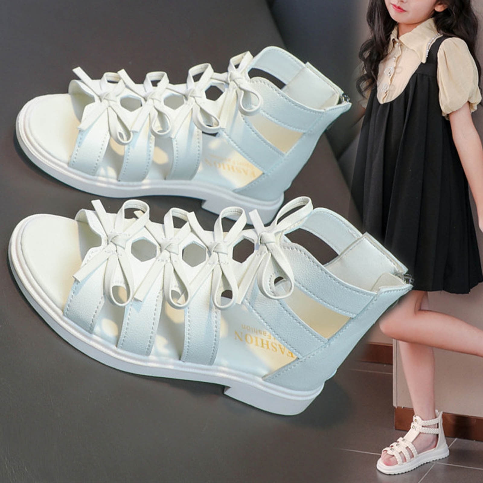 AUNVITO Fashion Girls' Sandals Roman Shoes Soft Soled Open Toe Princess ...