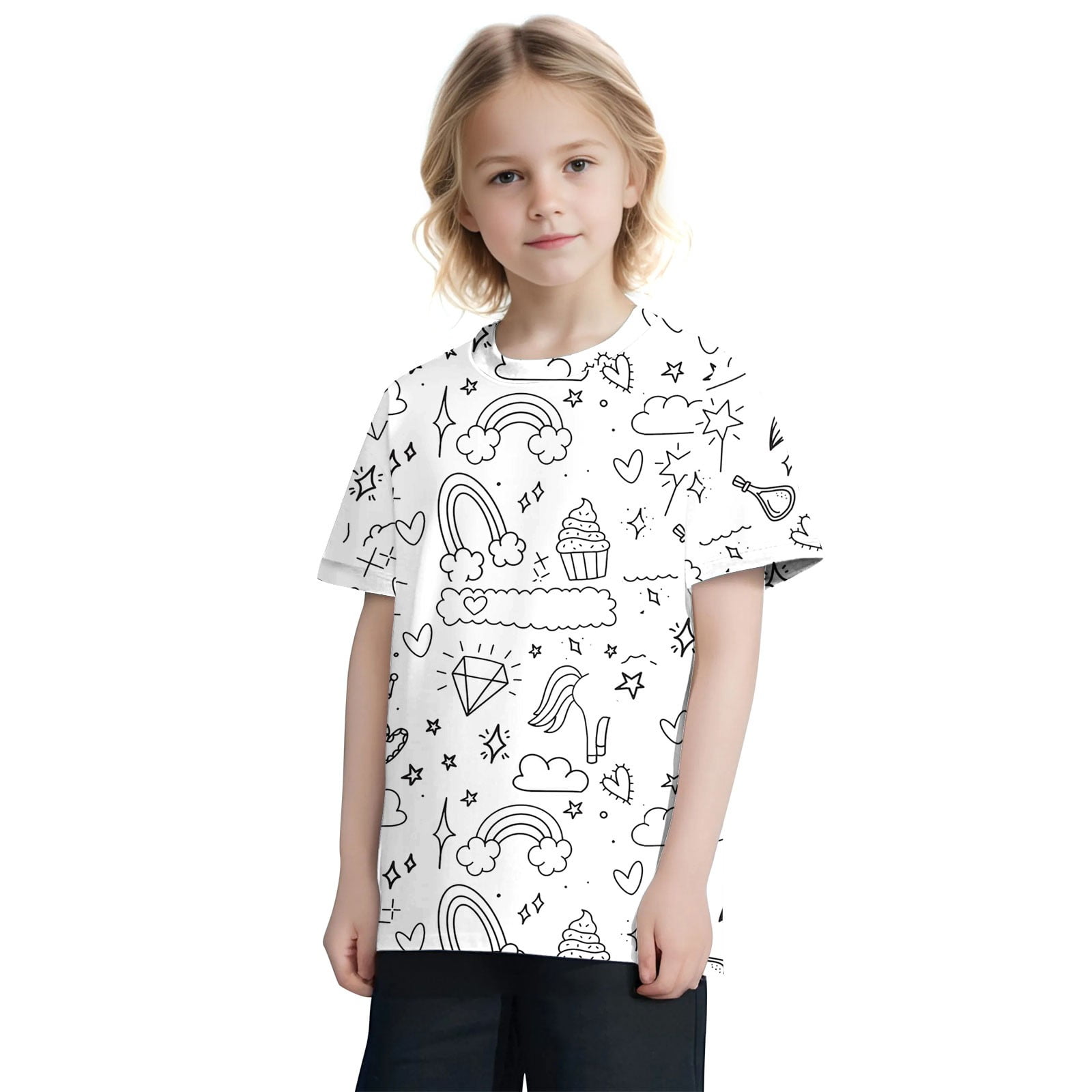 AUNVITO Girl's Tops Boys Girls Easter Shirts Interest Graffiti Prints ...