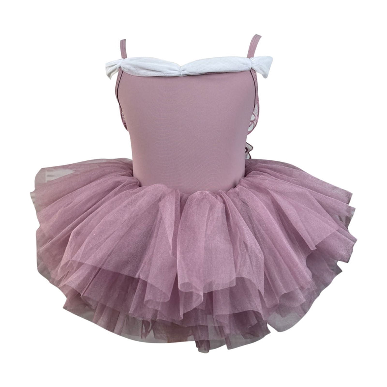 AUNVITO Girls Ballet Leotard Elastic Sequined Mesh Butterfly Fairy ...