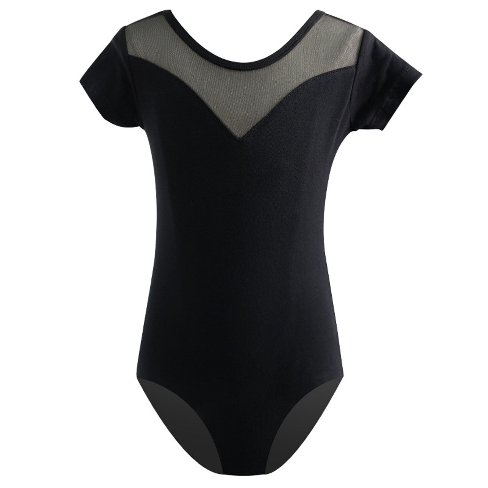 AUNVITO Girls Ballet Leotard High Elasticity Short Sleeve Bodysuit Open ...