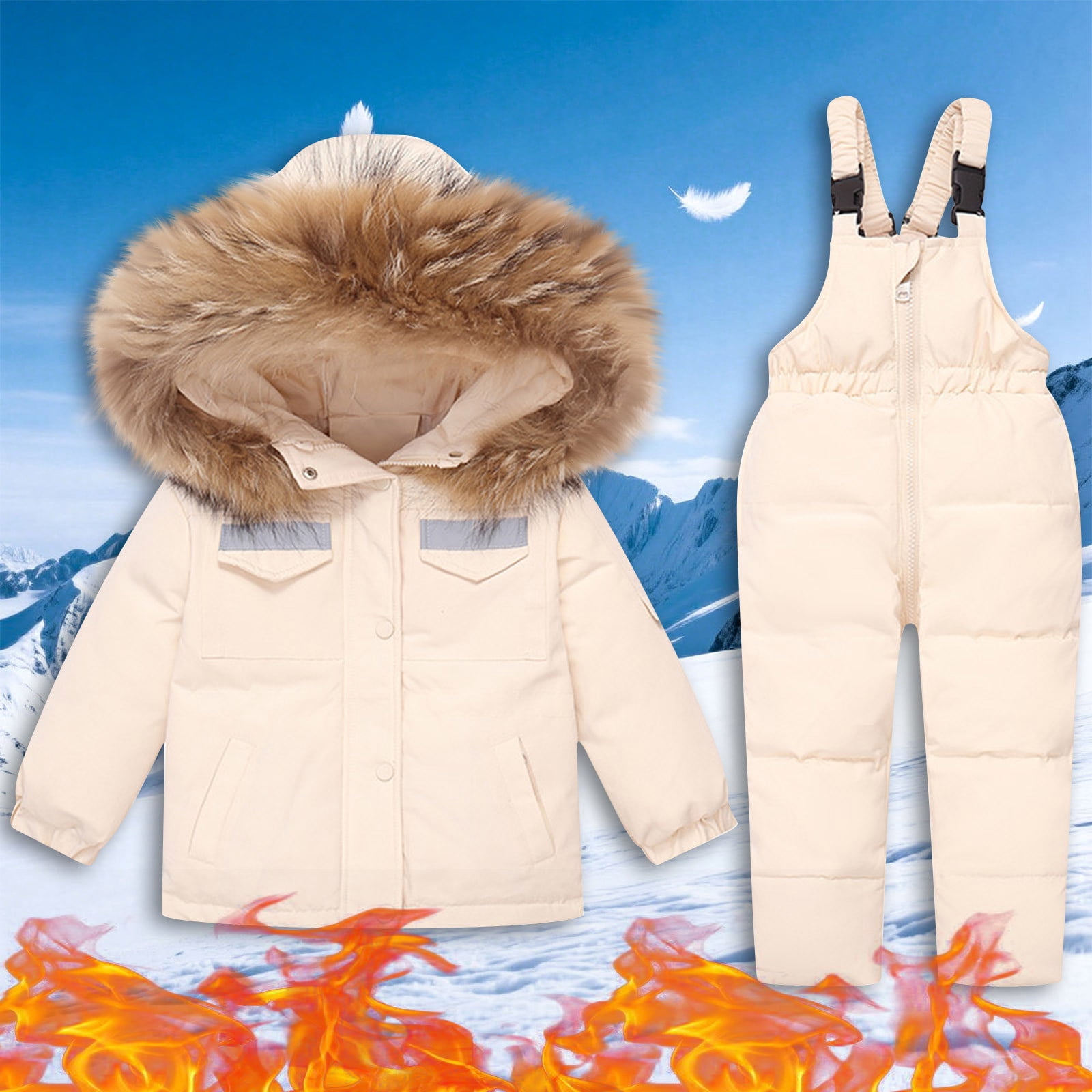 AUNVITO Girls & Boys Ski Suit Winter Warm Fleece-Lined Waterproof ...