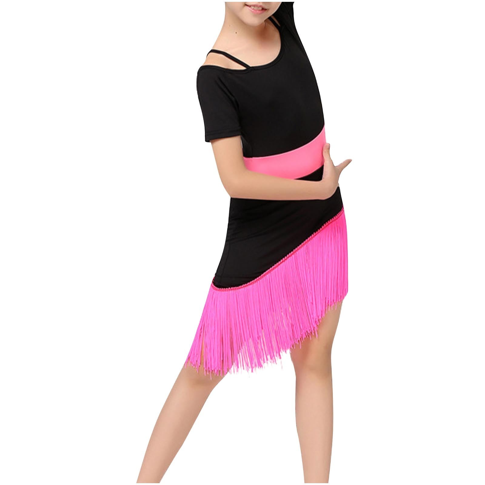 AUNVITO Girls Dresses Children's Short Sleeved Dance Practice Outfit ...