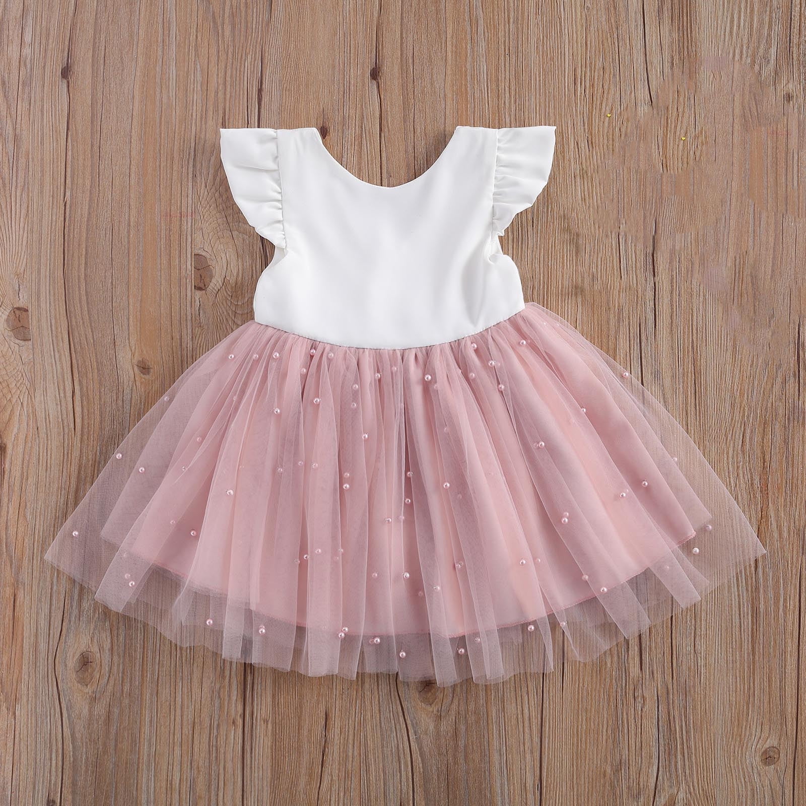 AUNVITO Girls Dresses Girls Summer New Short Sleeve Mesh Dress Princess ...