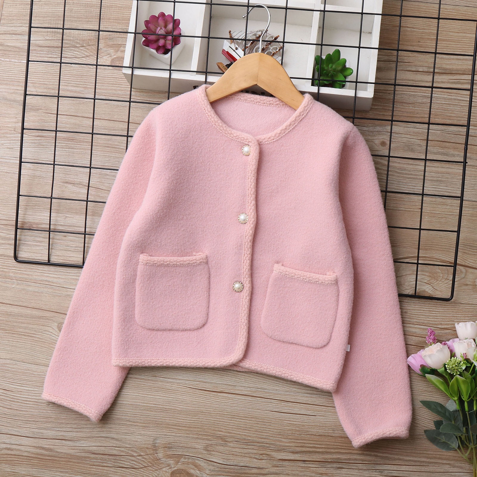 AUNVITO Girls Knit Cardigan Long Sleeve Open Front Warm Casual ...