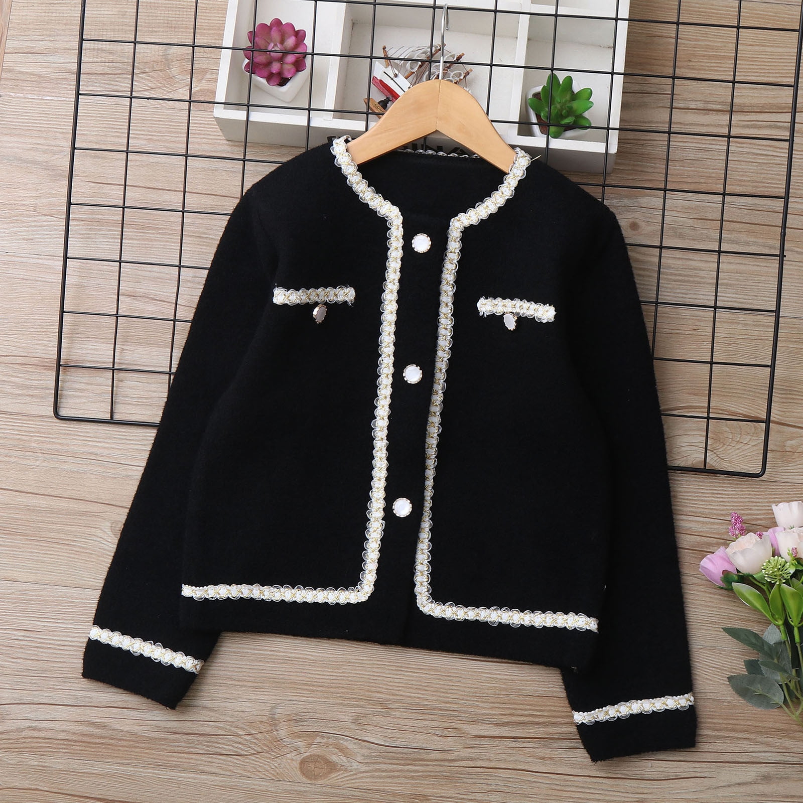 AUNVITO Girls Knit Cardigan Long Sleeve Open Front Warm Casual ...