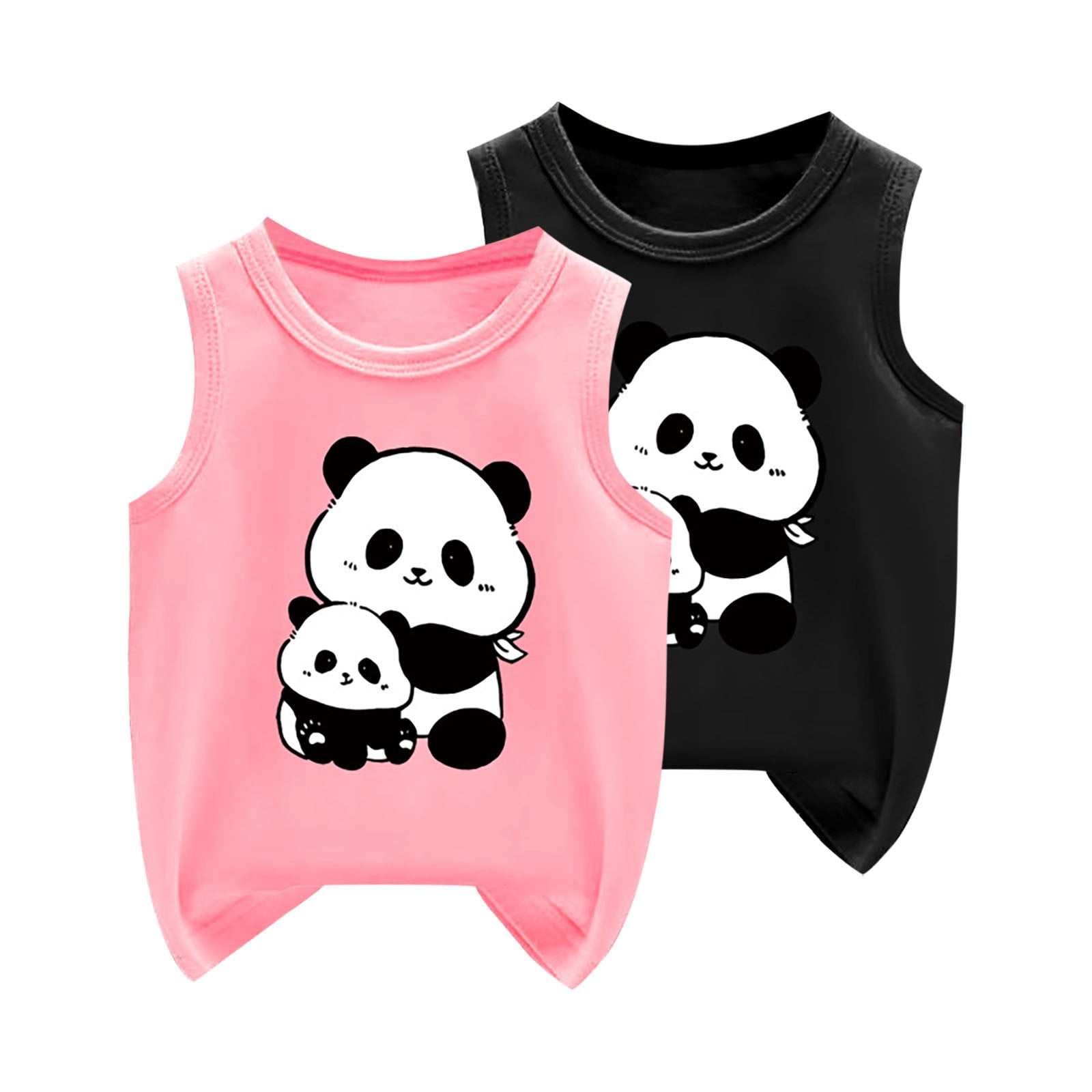 AUNVITO Girls Panda Print Tank Top Sleeveless Round Neck Layering ...