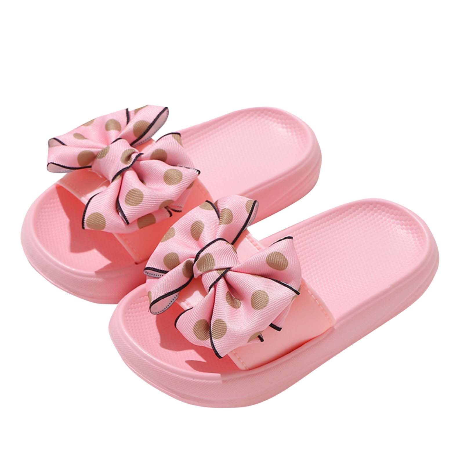 AUNVITO Girls Princess Bow Slippers Soft Sole Non-Slip Outdoor ...