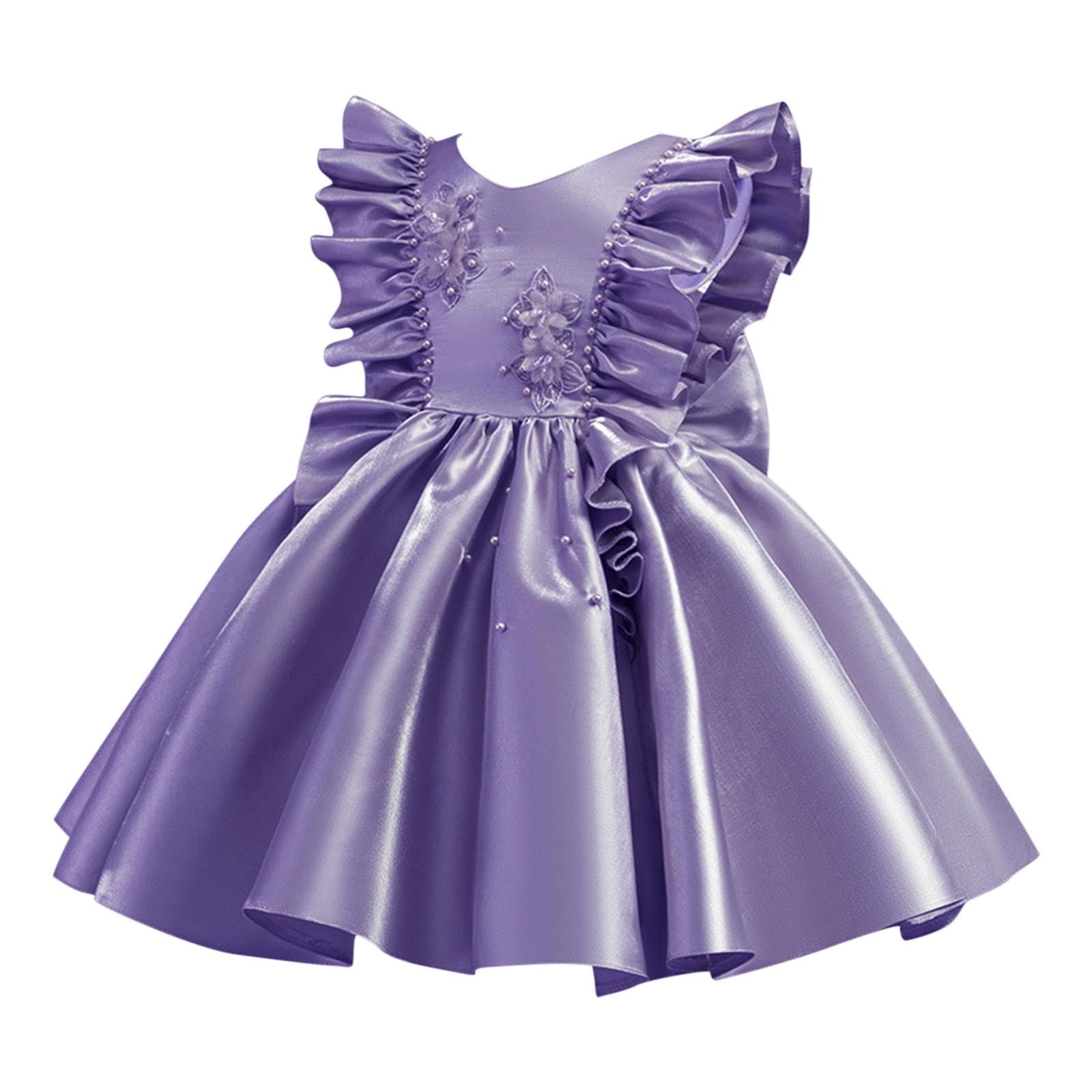AUNVITO Girls Princess Party Dress Tulle Puff Sleeve Short Sleeve Round ...