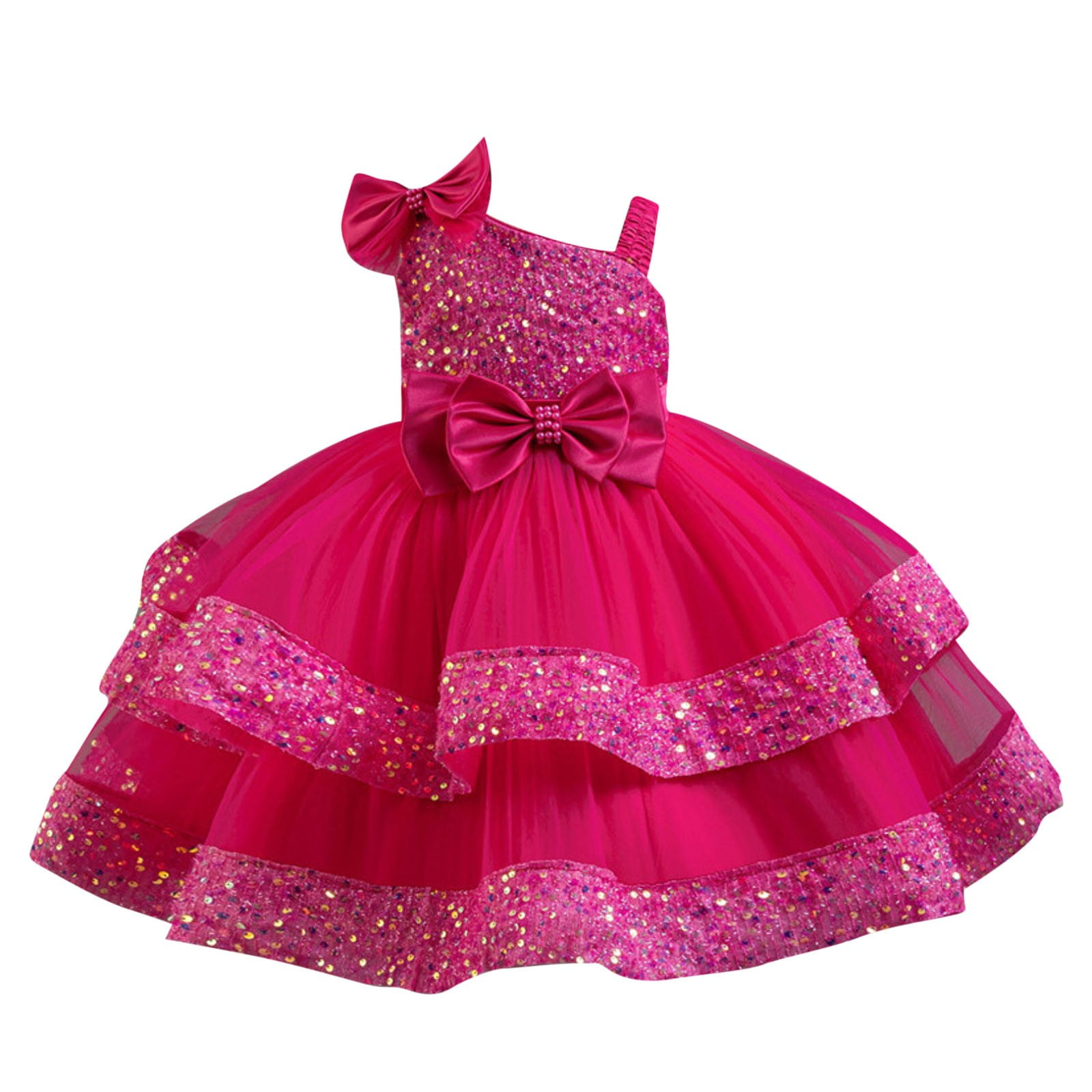 AUNVITO Girls Sleeveless Dress with Sequins Mesh Tulle Layered Skirt ...