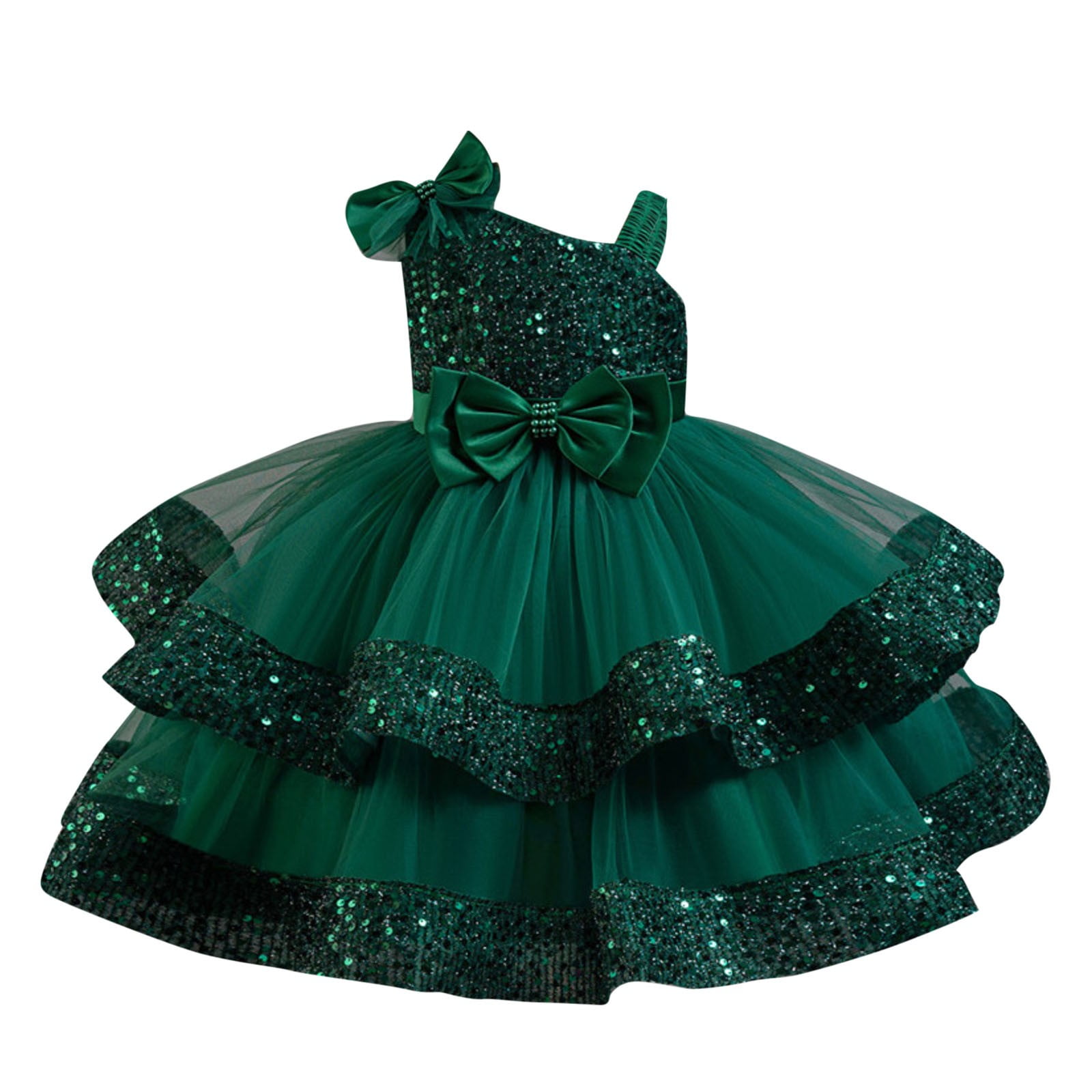 AUNVITO Girls Sleeveless Dress with Sequins Mesh Tulle Layered Skirt ...