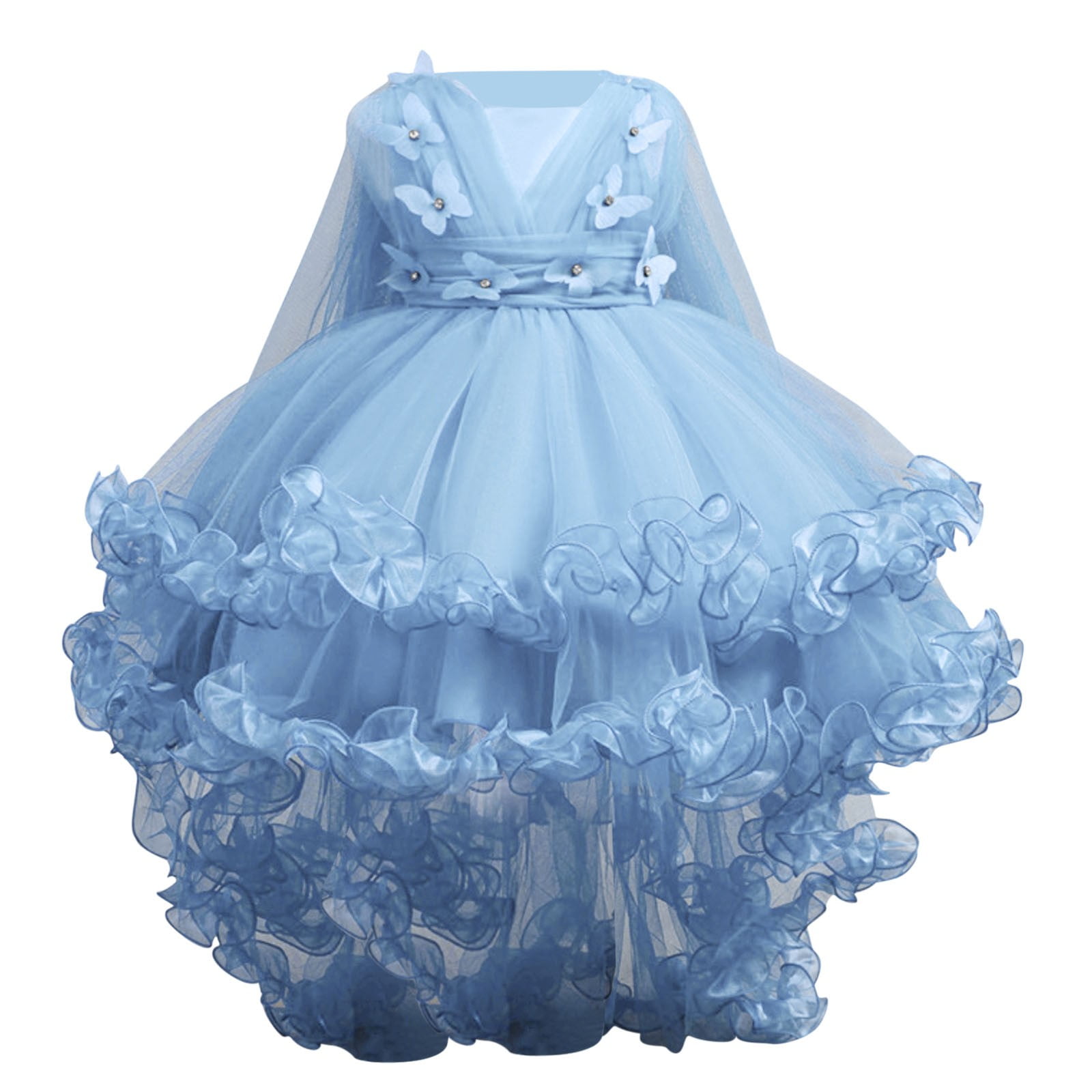 AUNVITO Girls Sleeveless Round Neck Mesh Tulle Puffy Dress Luxury ...