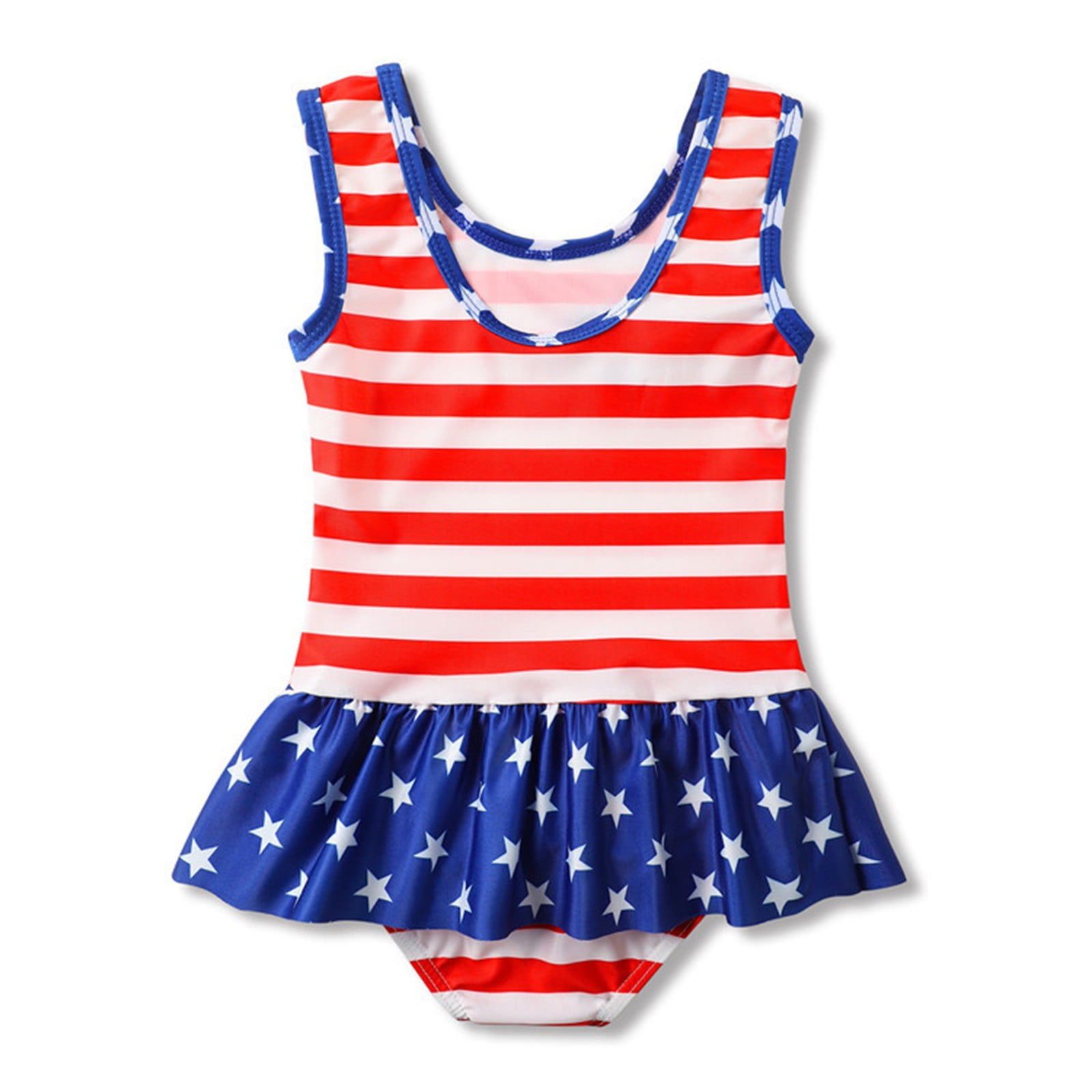 AUNVITO Girls Sleeveless Star Print Dress Swimsuit One-Piece Bathing ...