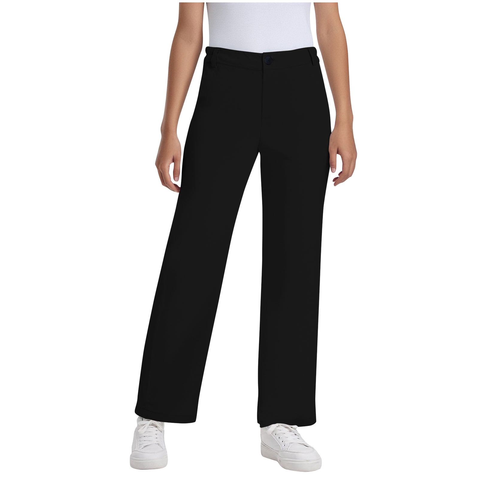 AUNVITO Girls Summer Elegant Suit Pants Button Front High Waist Full ...