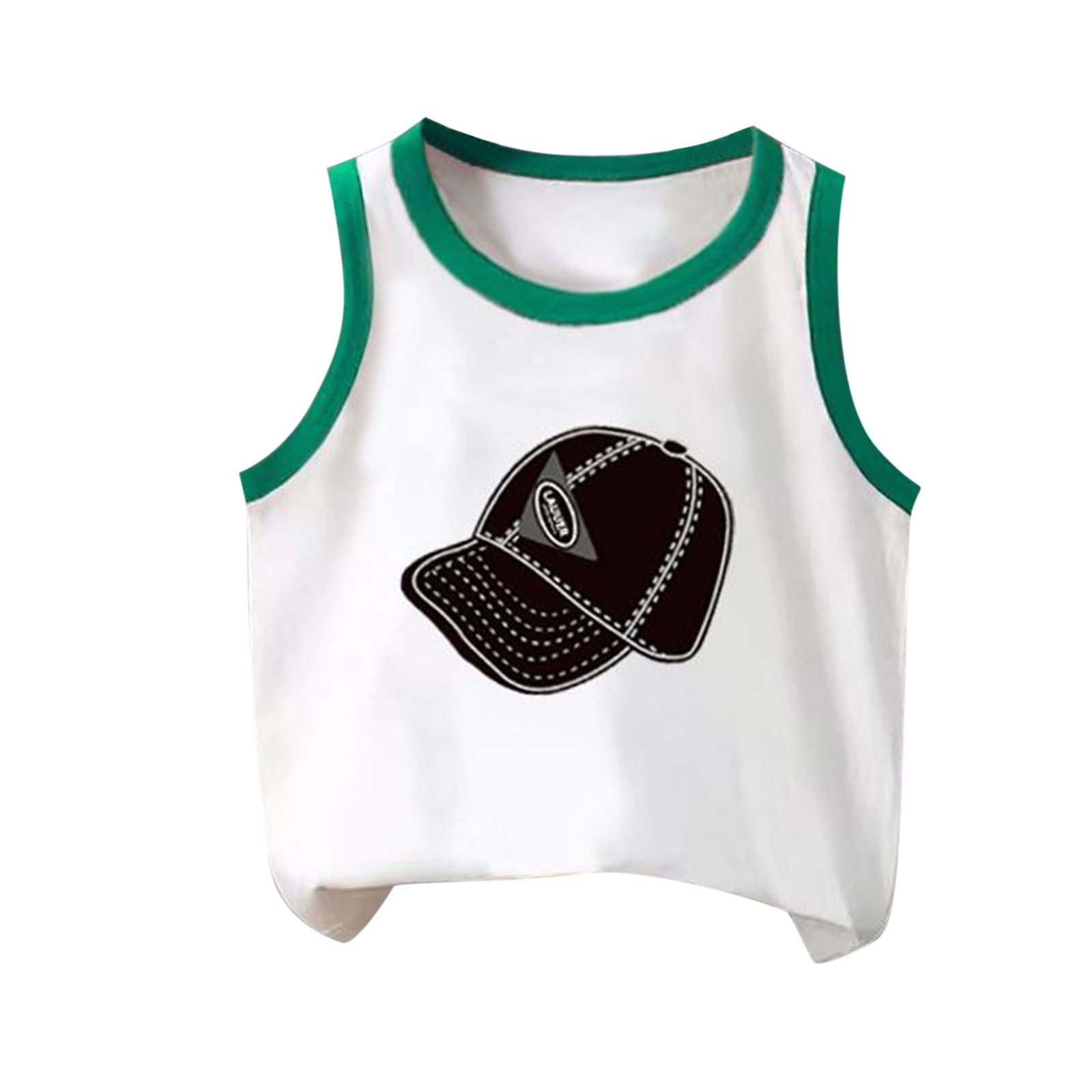 AUNVITO Girls Tank Top Sleeveless Round Neck Hat Print Summer Layering ...
