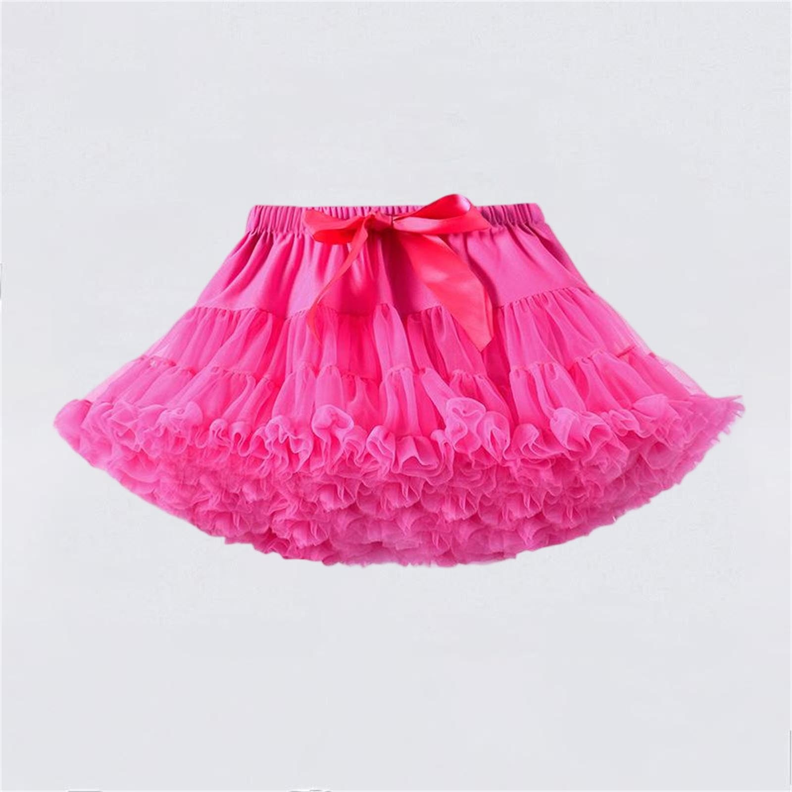 AUNVITO Girls Tutu Skirt Adjustable Waistband Tulle Layered Ballet ...