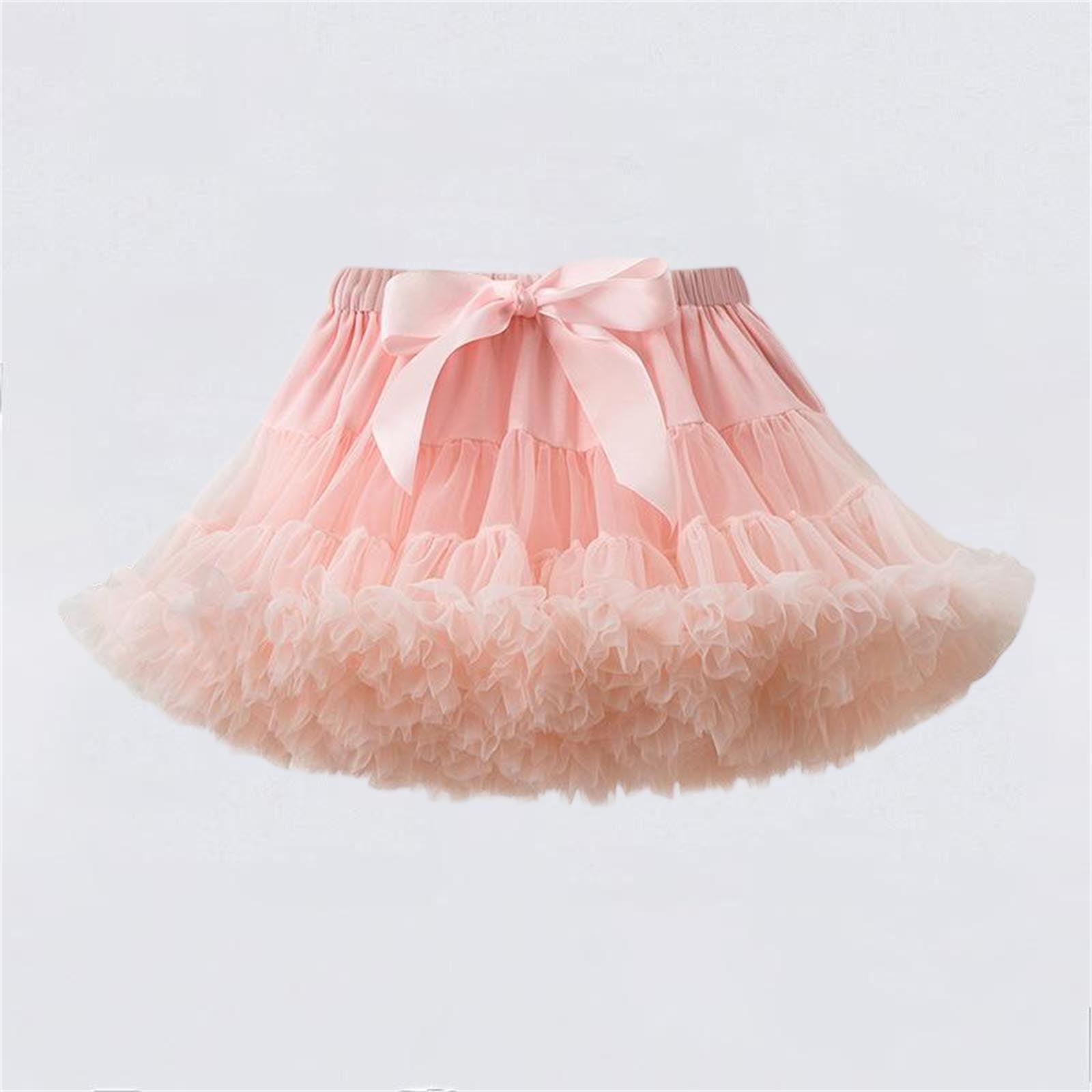 AUNVITO Girls Tutu Skirt Adjustable Waistband Tulle Layered Ballet ...