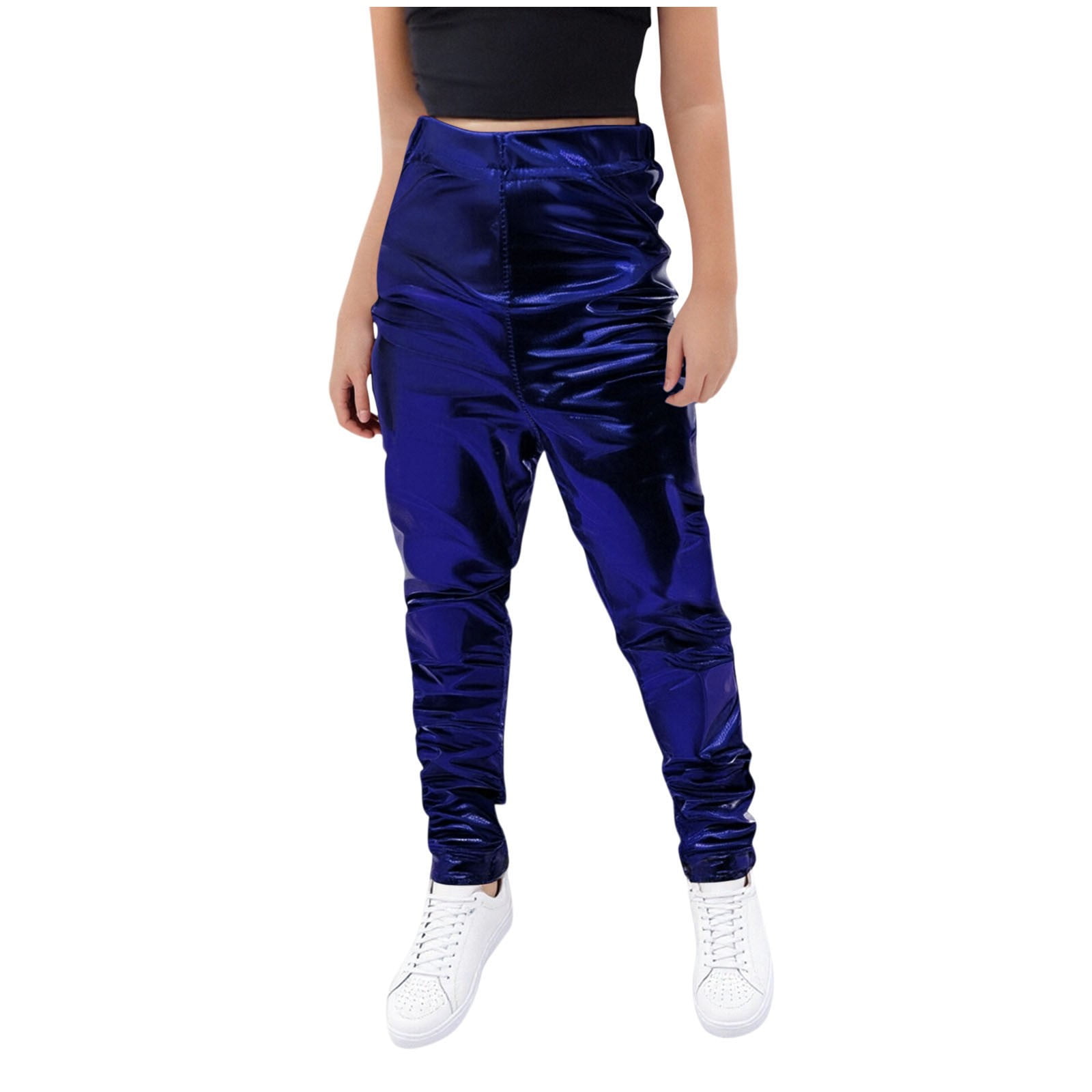 AUNVITO Kids Girls Boys Shiny Metallic Dance Harem Pant Gymnastics ...