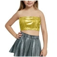 AUNVITO Kids Sequins Tube Top Stretch Bandeau Strapless Sequin Crop ...