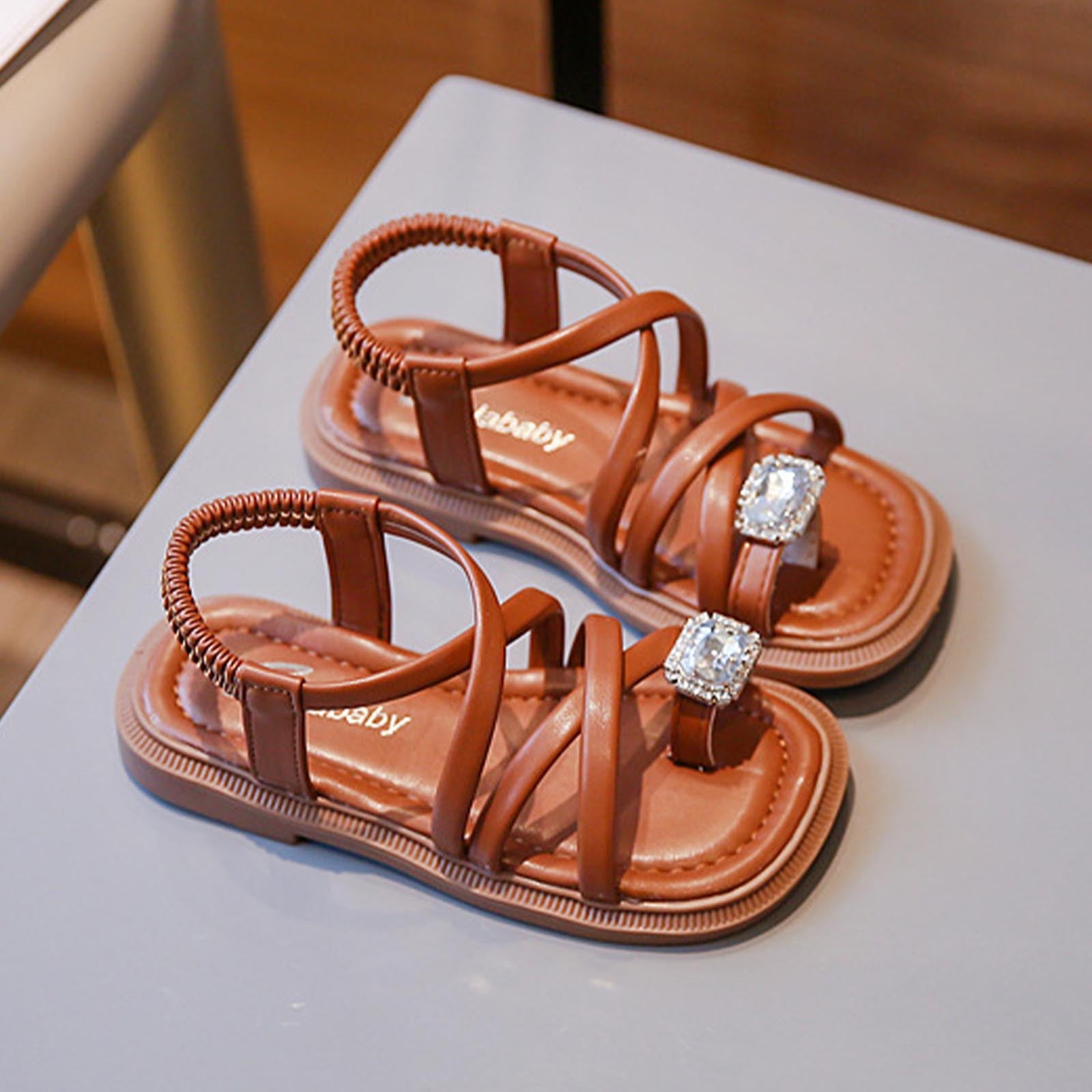 AUNVITO Kids Shoes New Girls' Toe Sandals With Rhinestones Fashionable ...