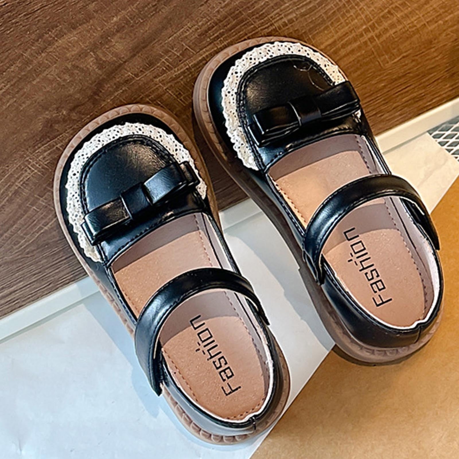 AUNVITO Kids Shoes Spring And Summer New Princess Shoes Shallow Bow Leather Shoes British Style ...