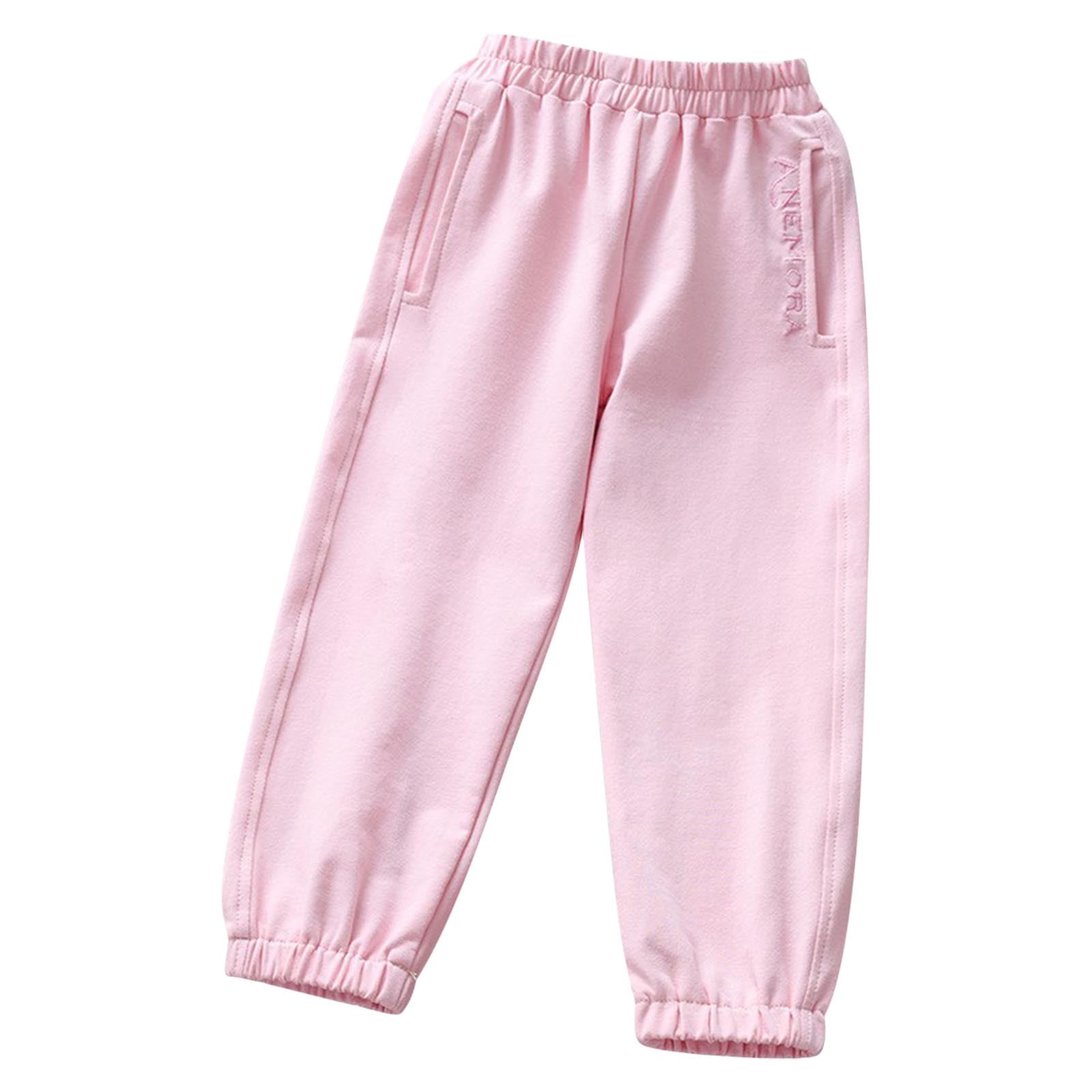 AUNVITO Kids' Solid Color Sport Joggers with Pockets - Mid-Rise Loose ...