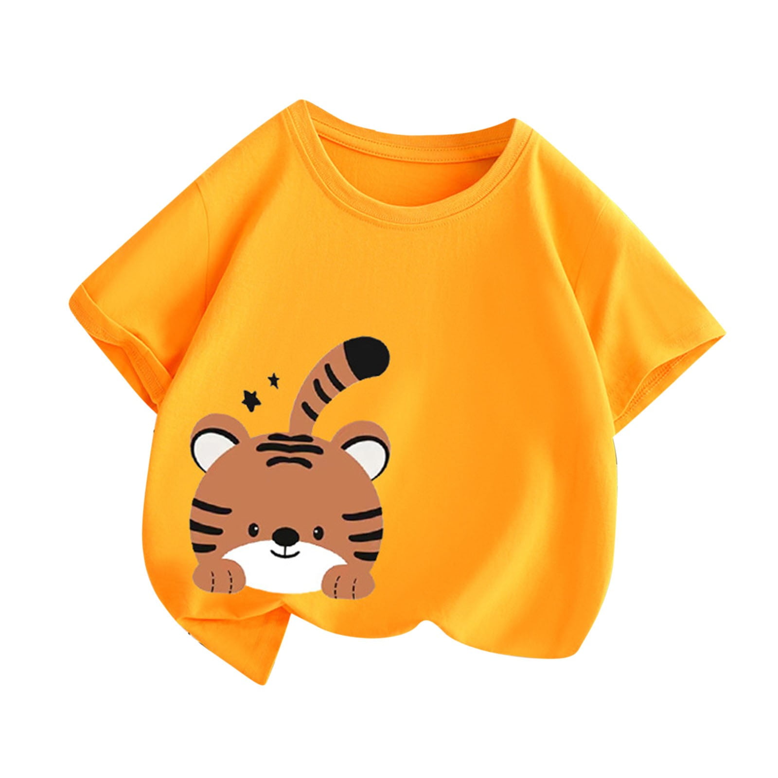 AUNVITO Kids Tiger Print T-Shirt Round Neck Short Sleeve Casual Summer ...