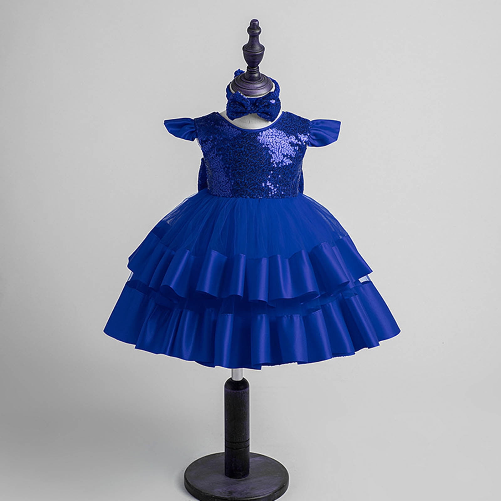 AUNVITO Little Girls Dresses Children's Summer Strap Sequin Dress Bow ...