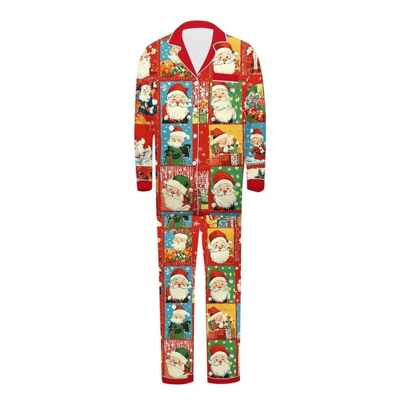 AUNVITO Men's Christmas Pajama Set Long Sleeve Top and Pants Family ...
