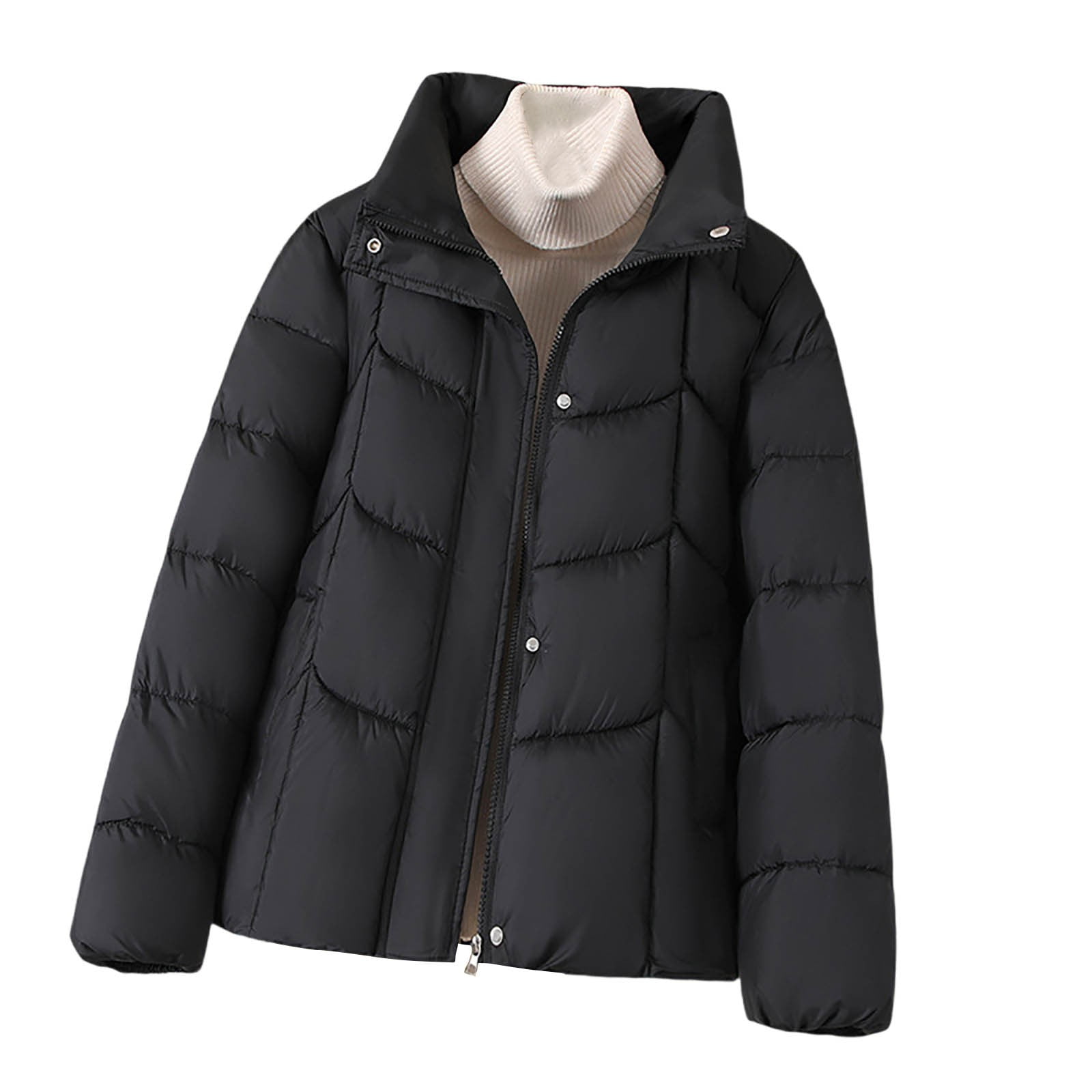 AUNVITO Men's Thermal Insulated Quilted Jacket Solid Color Full-Zip ...