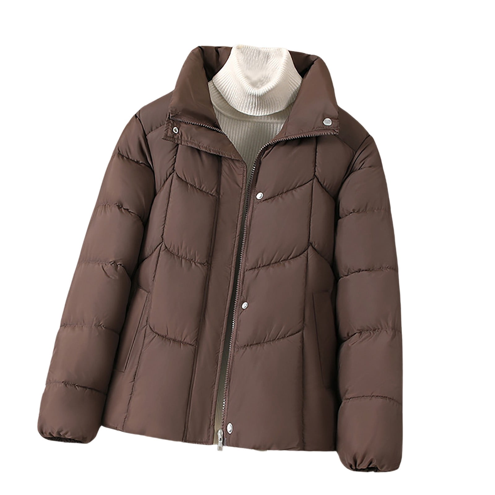 AUNVITO Men's Thermal Insulated Quilted Jacket Solid Color Full-Zip ...