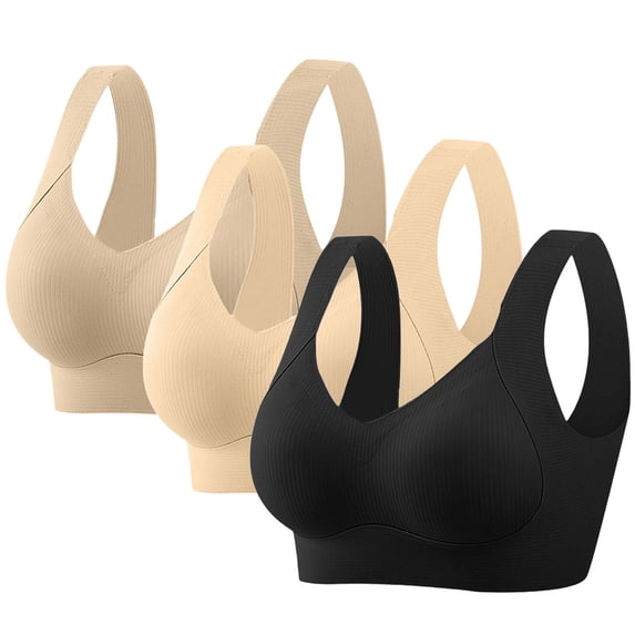 AUNVITO Plus Size Women Anti-Stable Design Lift Wireless Bras 3PC Set ...