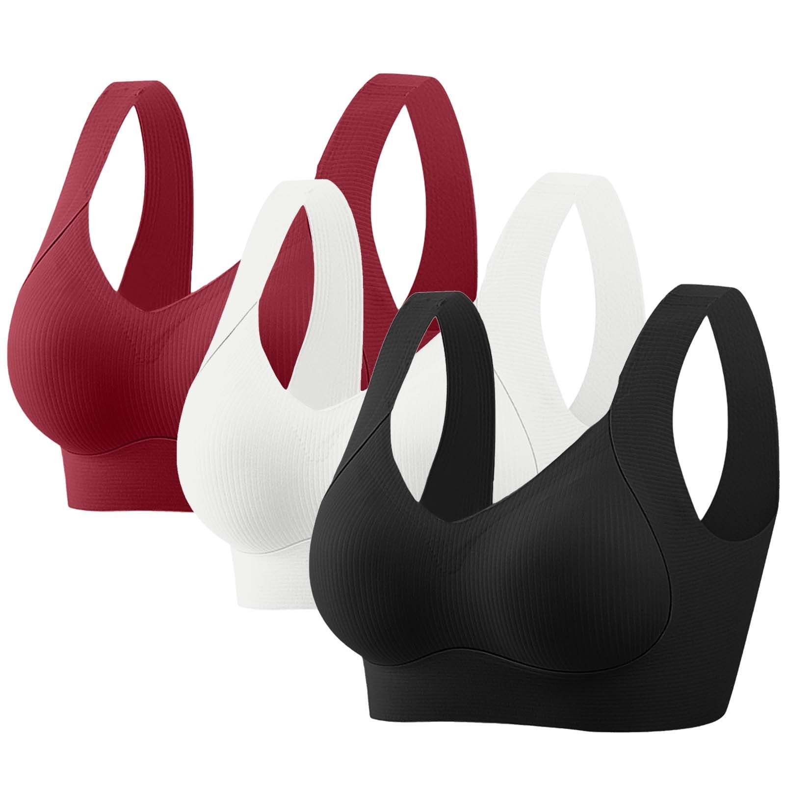 AUNVITO Plus Size Women Anti-Stable Design Lift Wireless Bras 3PC Set ...